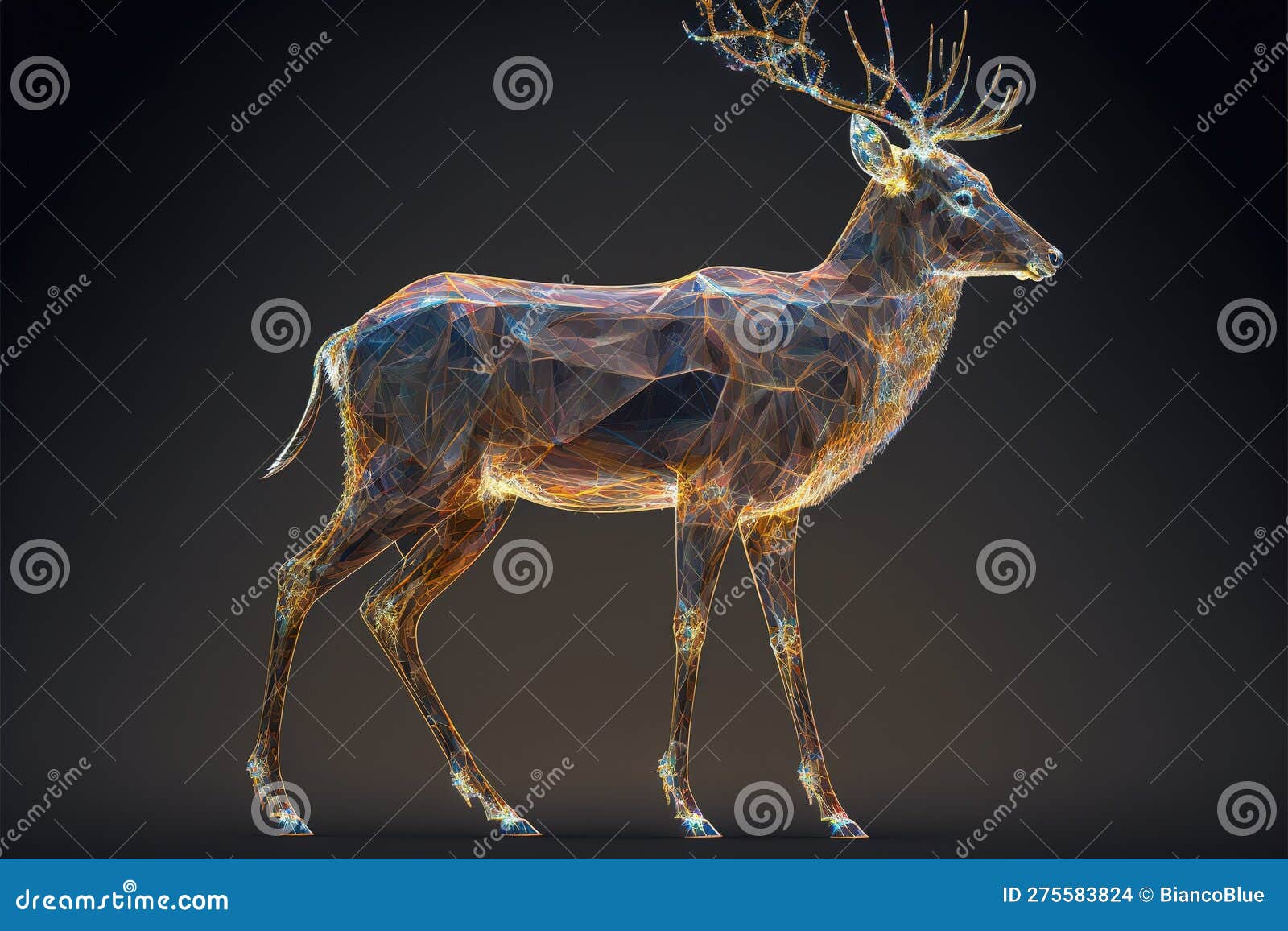 Dear with Iridescent Prism Texture and Intricate Polygon Pattern Design ...