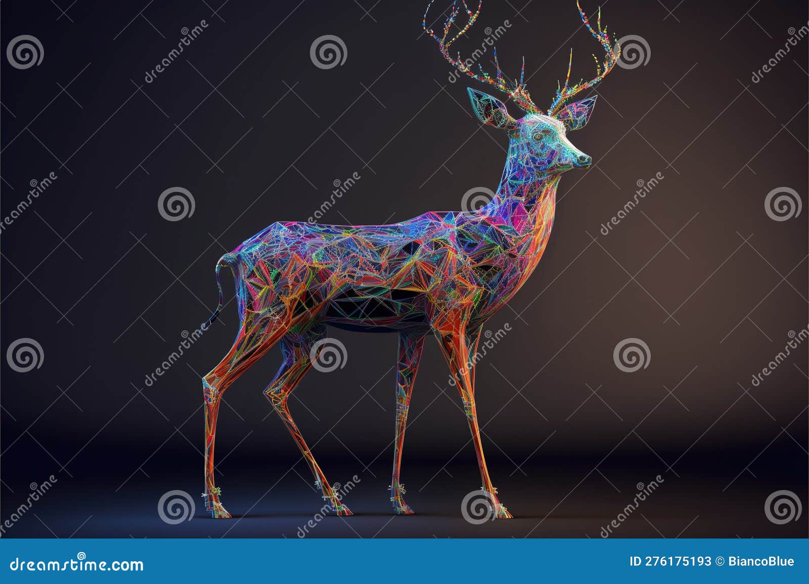 Dear with Iridescent Prism Texture and Intricate Polygon Pattern Design ...