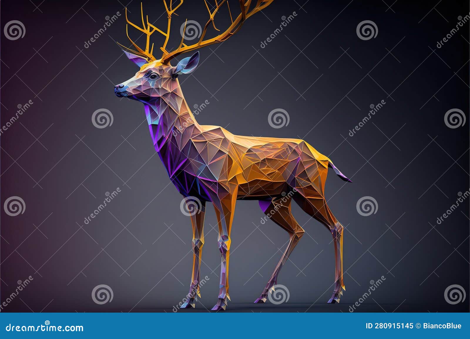 Dear with Iridescent Prism Texture and Intricate Polygon Pattern Design ...