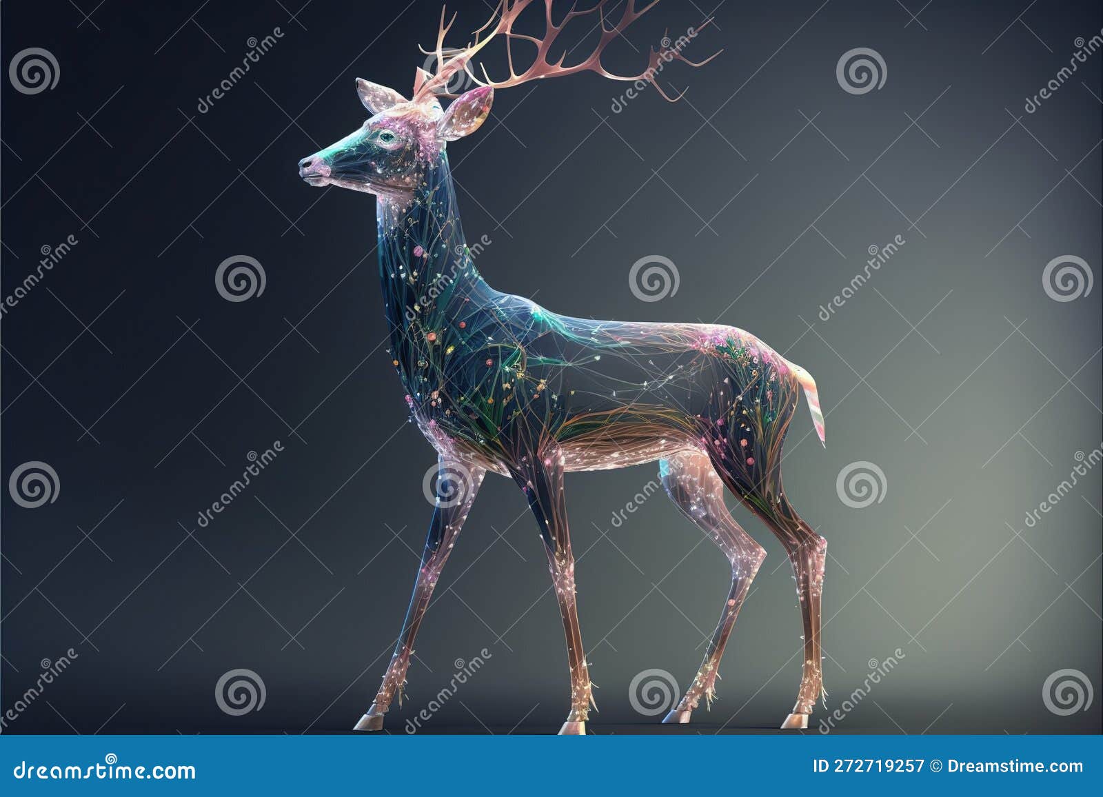 Dear with Iridescent Prism Texture and Intricate Polygon Pattern Design ...