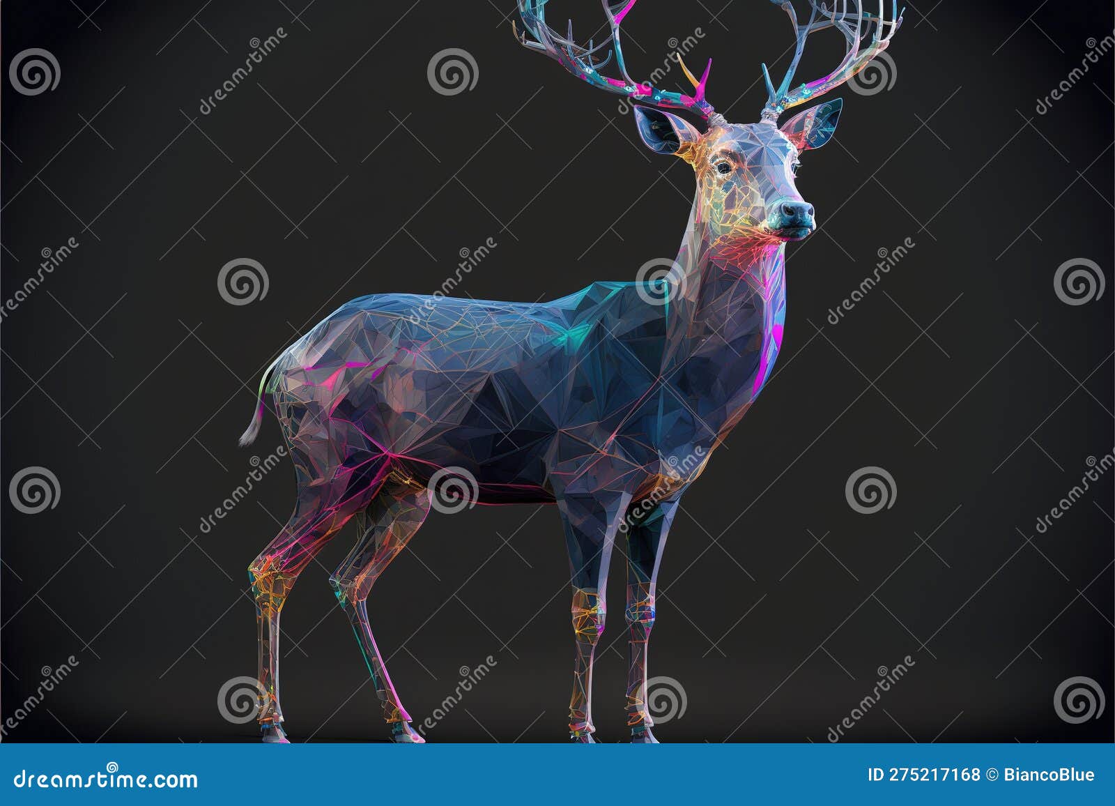 Dear with Iridescent Prism Texture and Intricate Polygon Pattern Design ...