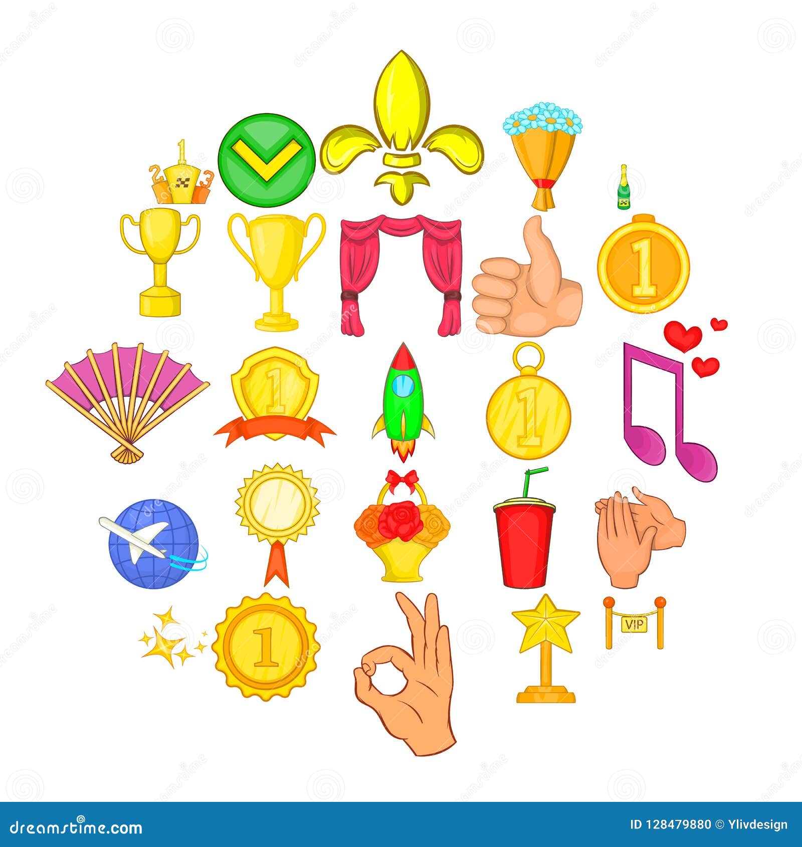 Dear Prize Icons Set, Cartoon Style Stock Vector - Illustration of ...