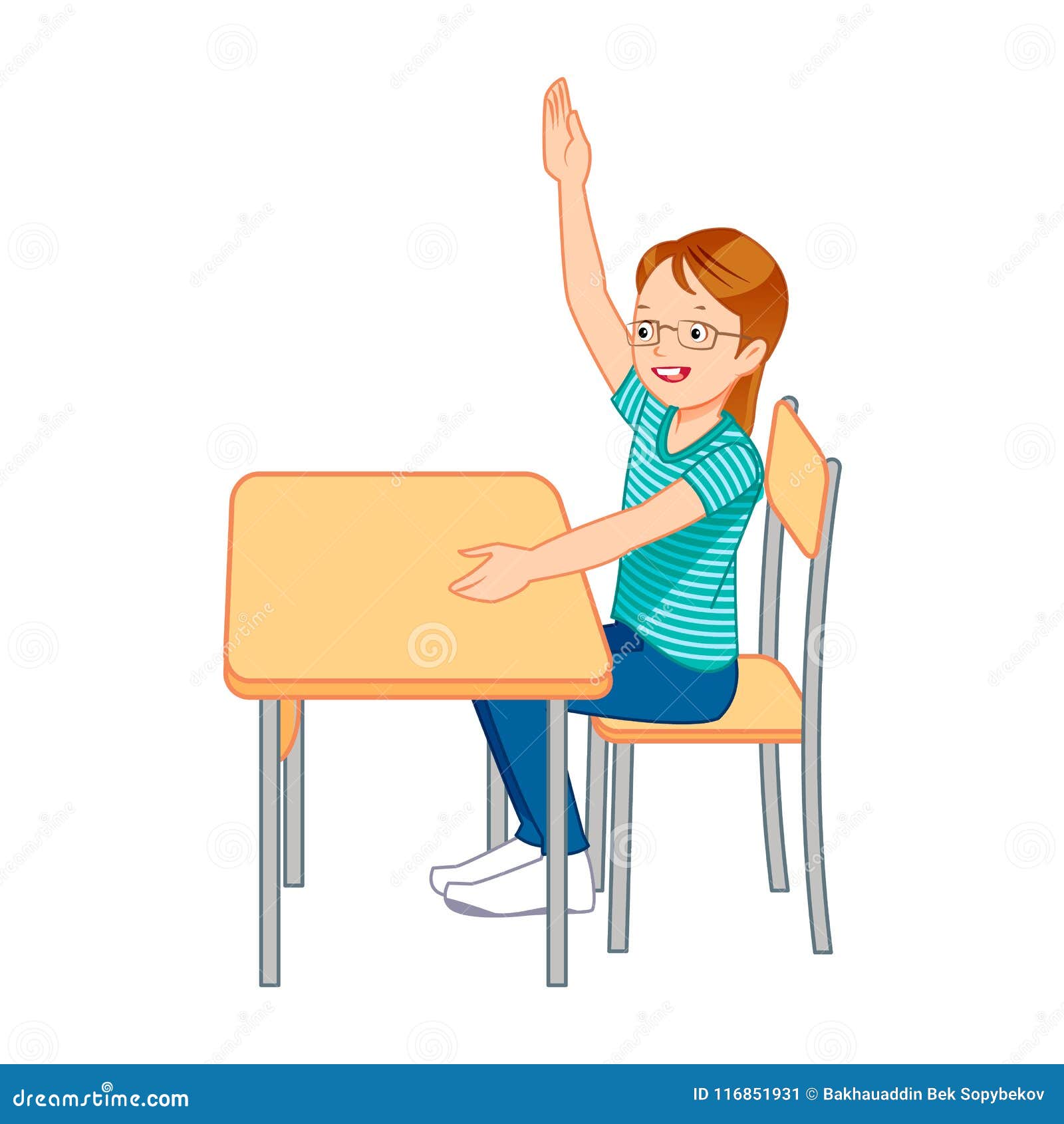 Dear Student, Raising His Hands. Stock Vector - Illustration of ...