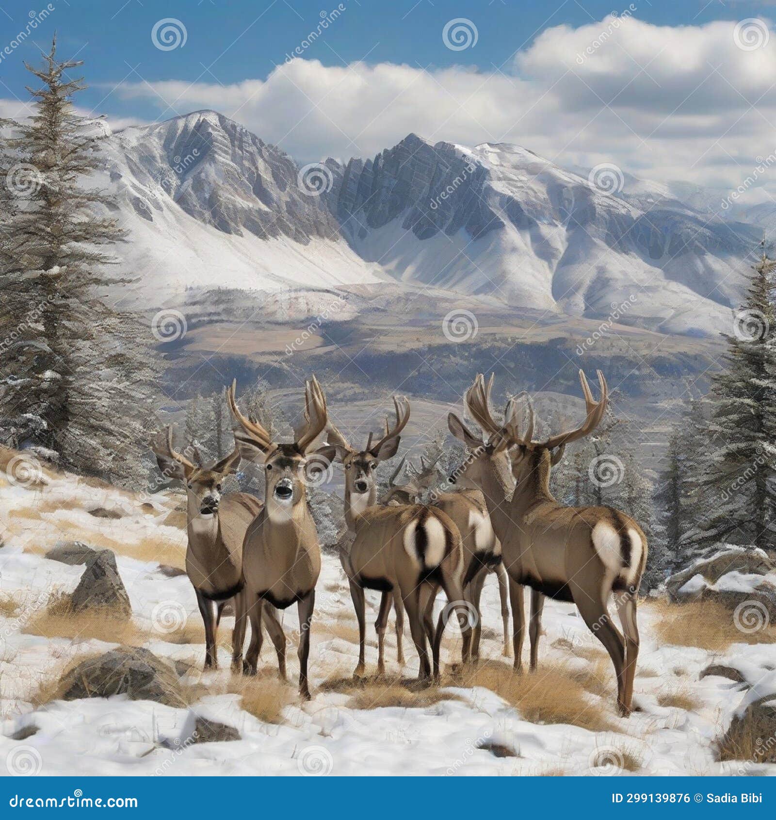 Dears In Forest - Oil Painting Stock Photography | CartoonDealer.com ...