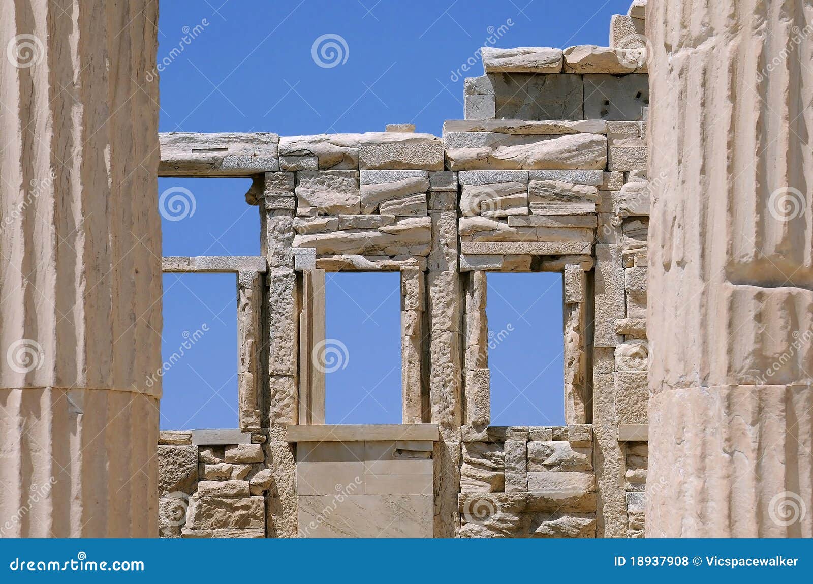 Deatail of Propylaea Gateway To Acropolis Stock Photo - Image of ...