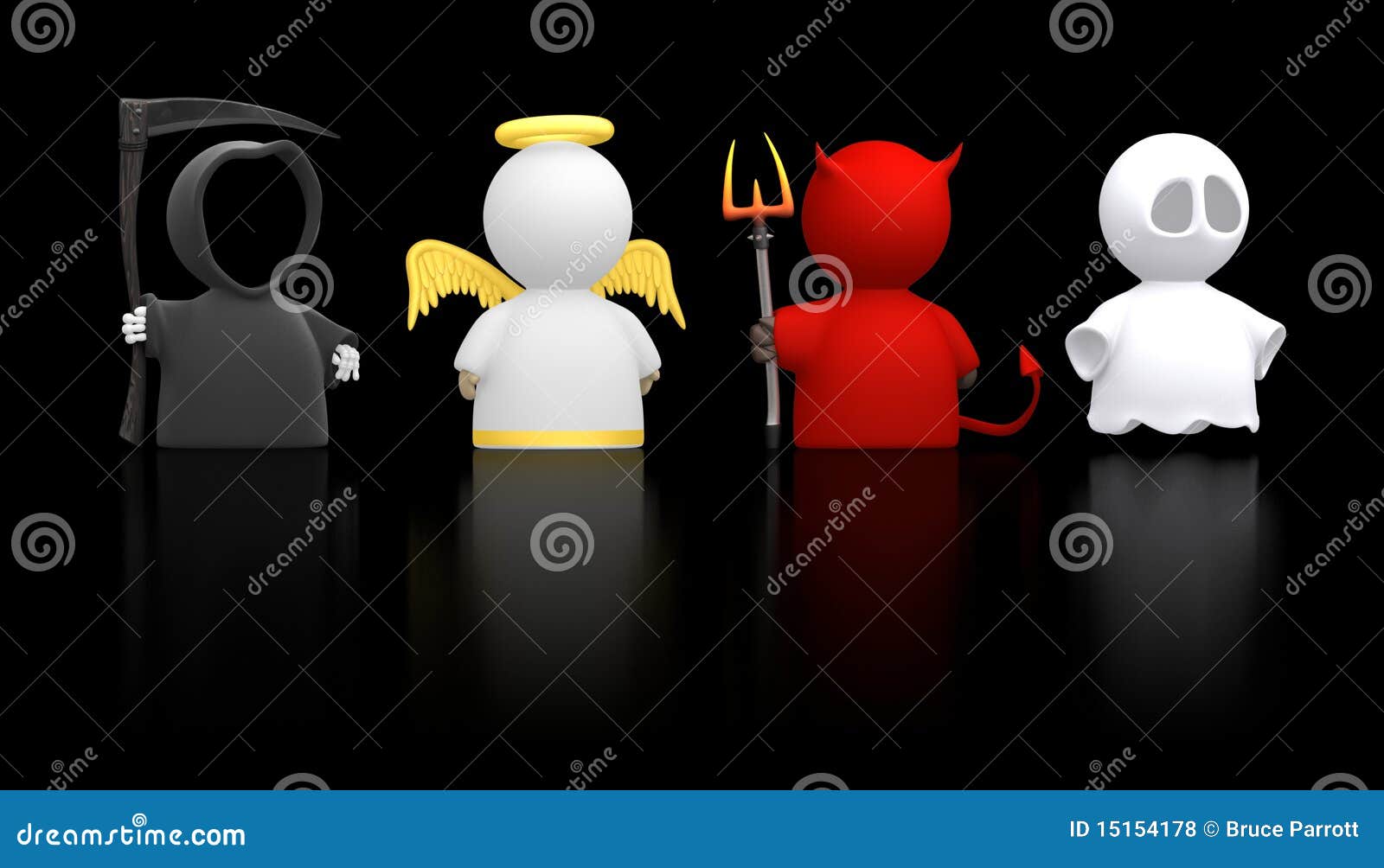 Death, Angel, Devil, And Ghost - Black Version Stock Photography ...