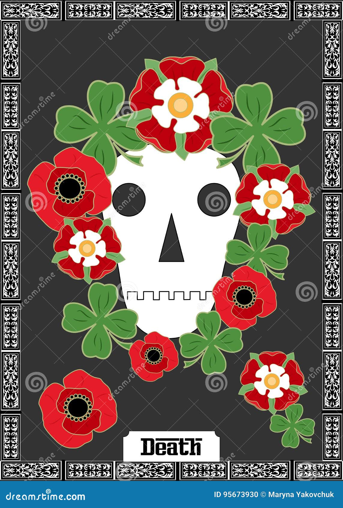 Death Card, Funeral, Commemoration With Roses On A Black Background ...
