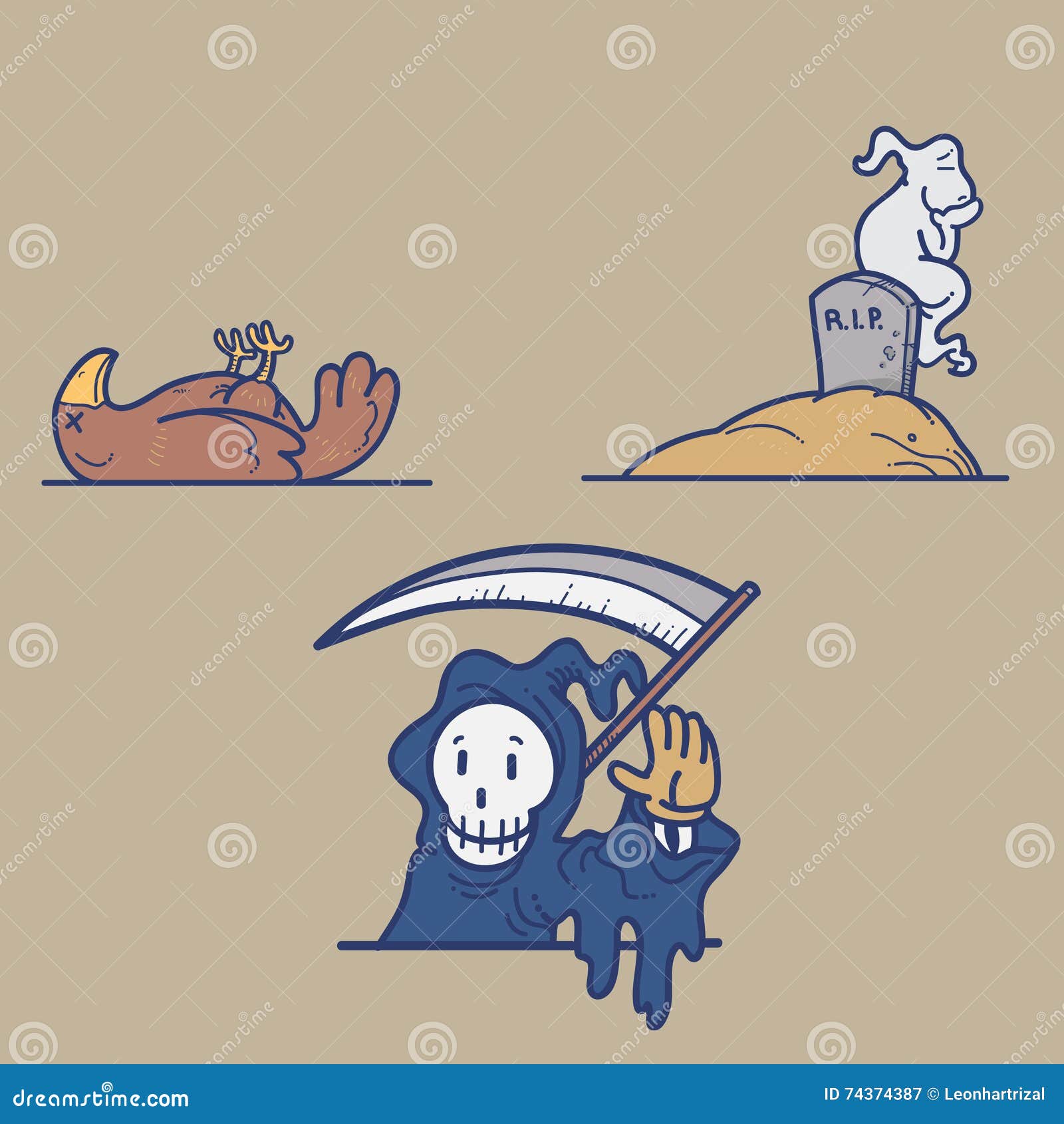Death Cartoon stock vector. Illustration of cartoon, drawn - 74374387
