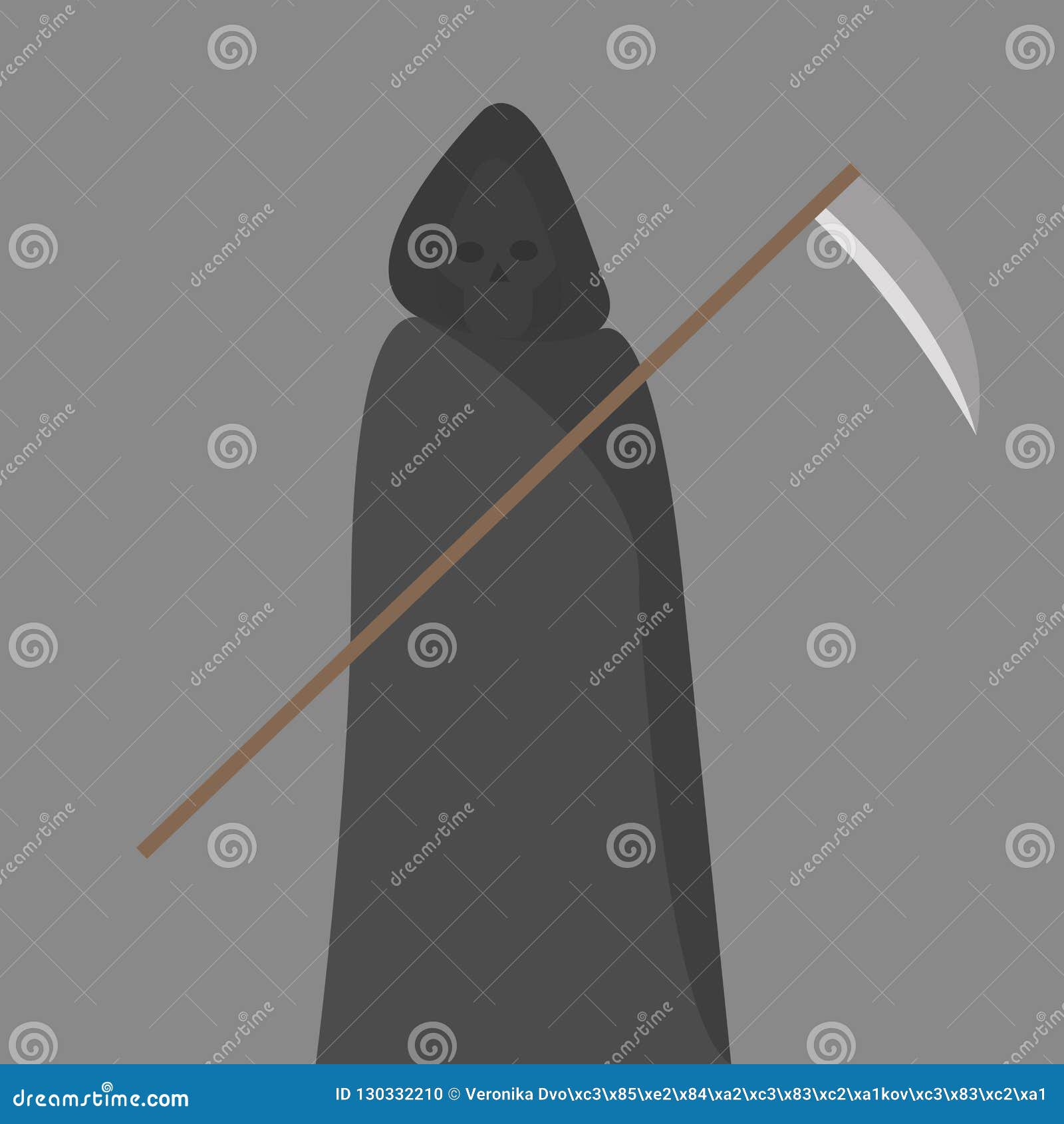 Vector Illustration: the Death in Dark Robe. Flat Design. Stock Vector ...