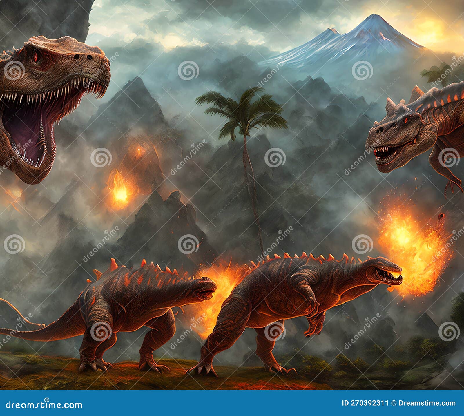 Death of Dinosaurs, Generative AI Illustration Stock Illustration ...