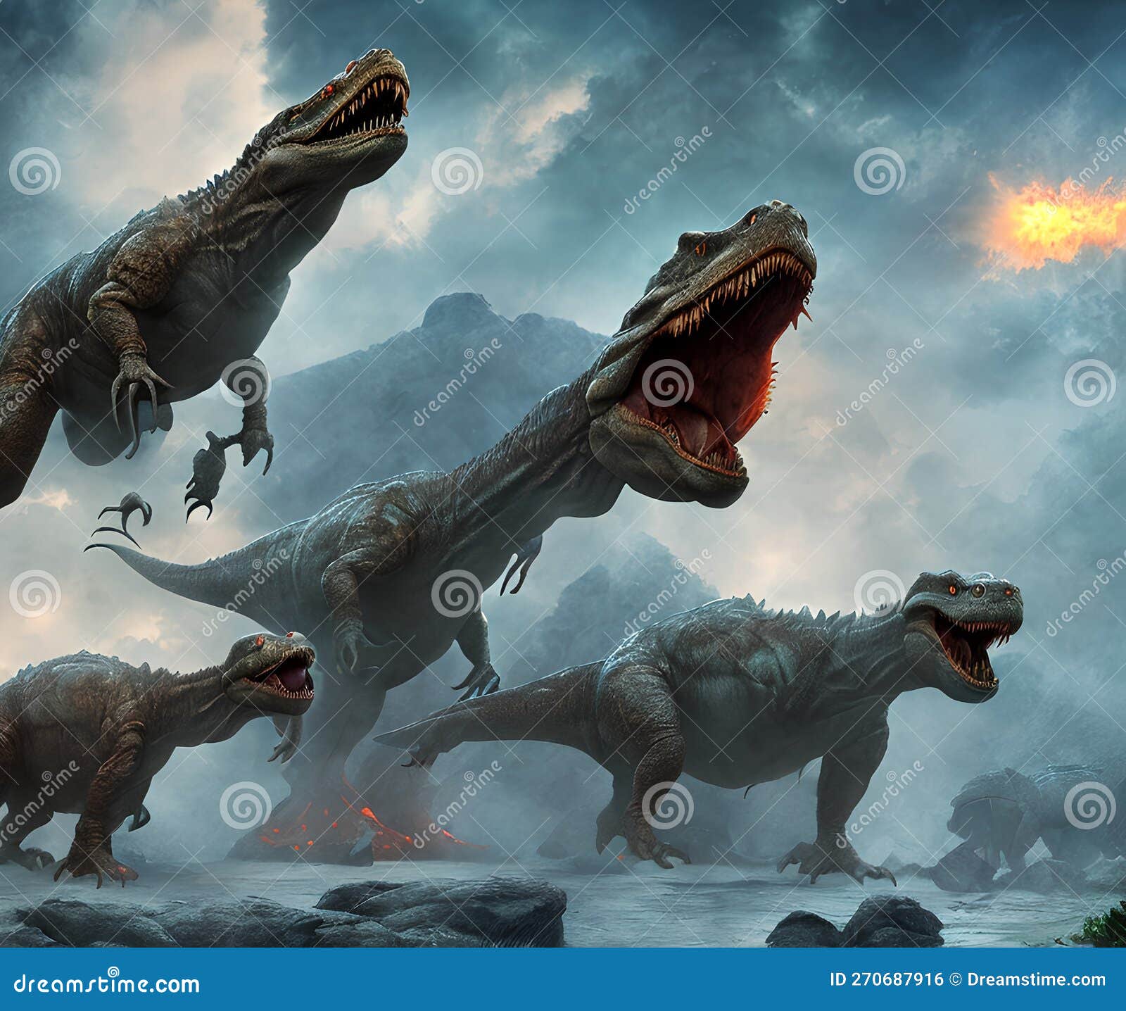 Death of Dinosaurs, Generative AI Illustration Stock Illustration ...