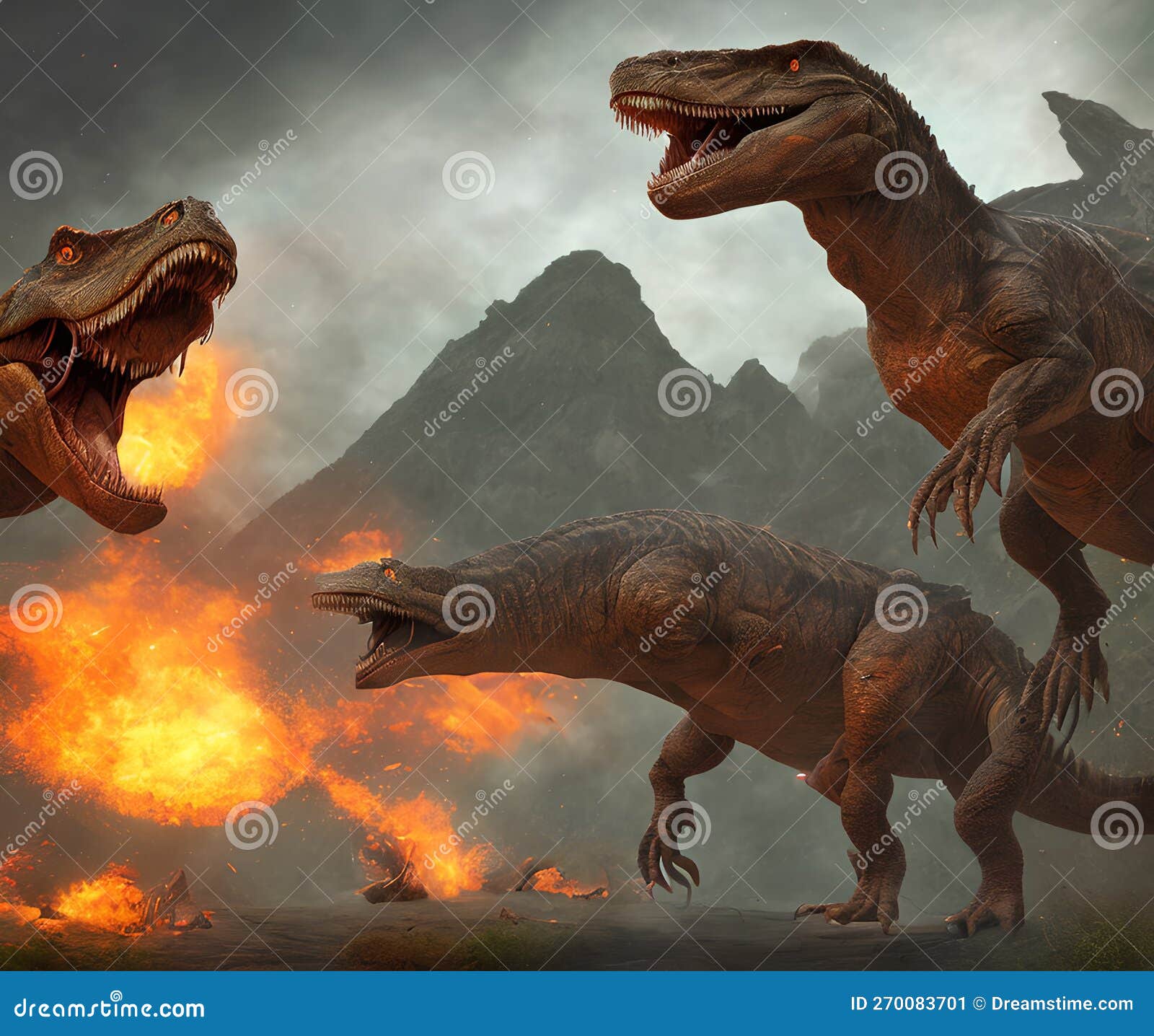 Death of Dinosaurs, Generative AI Illustration Stock Illustration ...