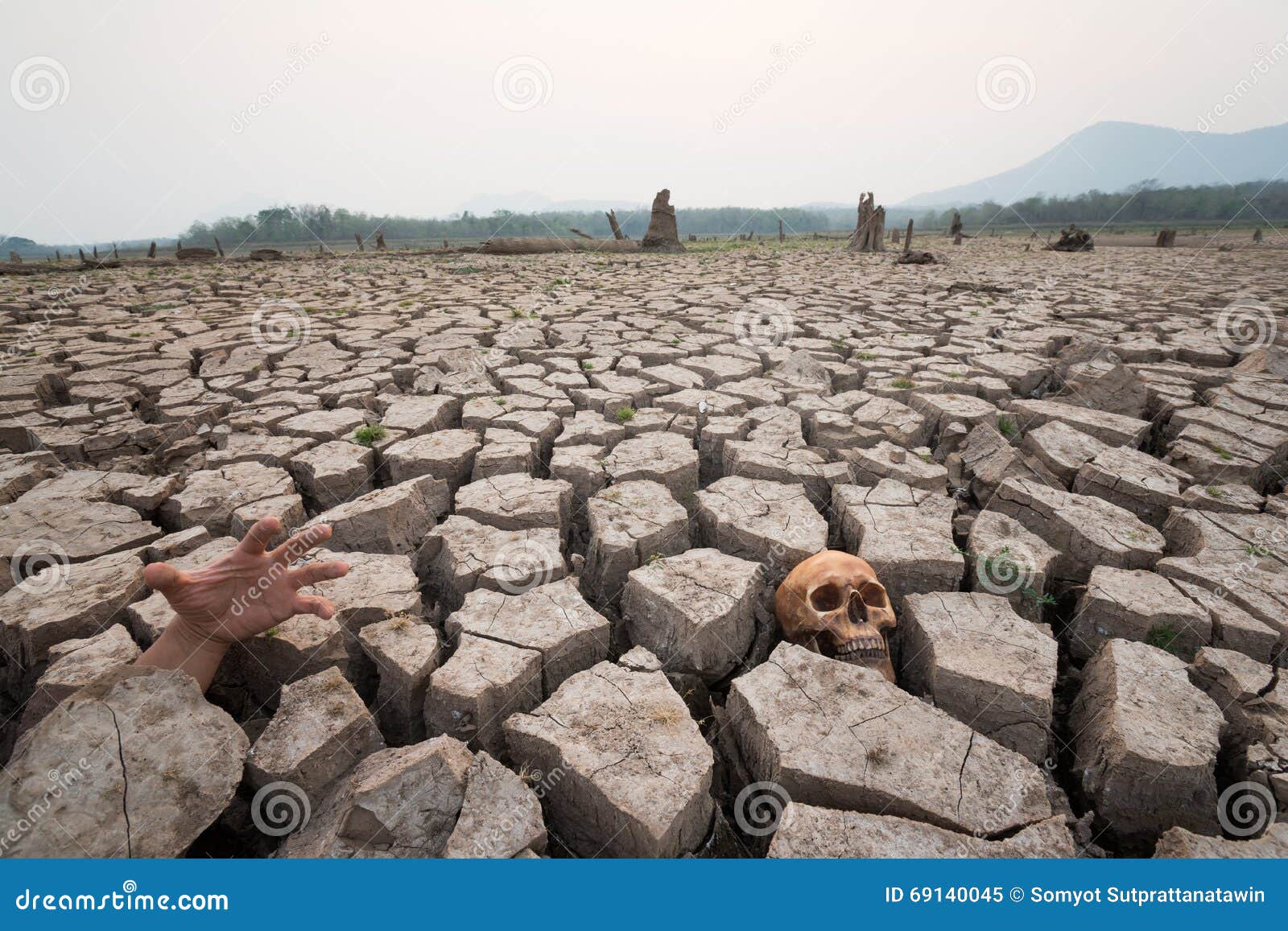 Death on Drought with Human Part Stock Image - Image of landscape, hand ...