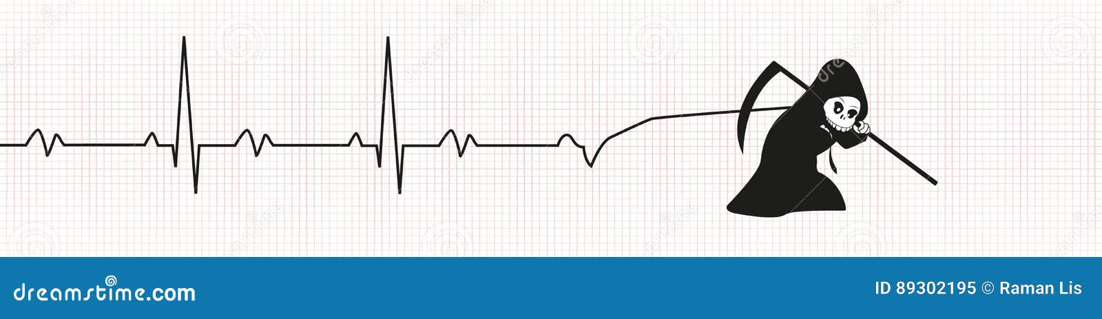 Death with EKG stock vector. Illustration of ghost, heart - 89302195
