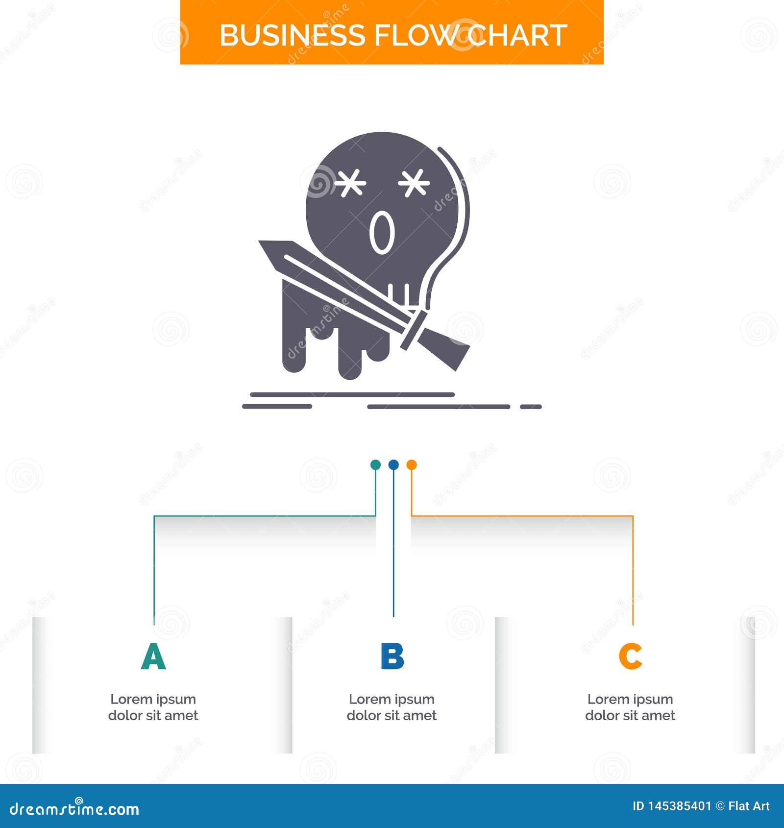 Death, Frag, Game, Kill, Sword Business Flow Chart Design with 3 Steps ...