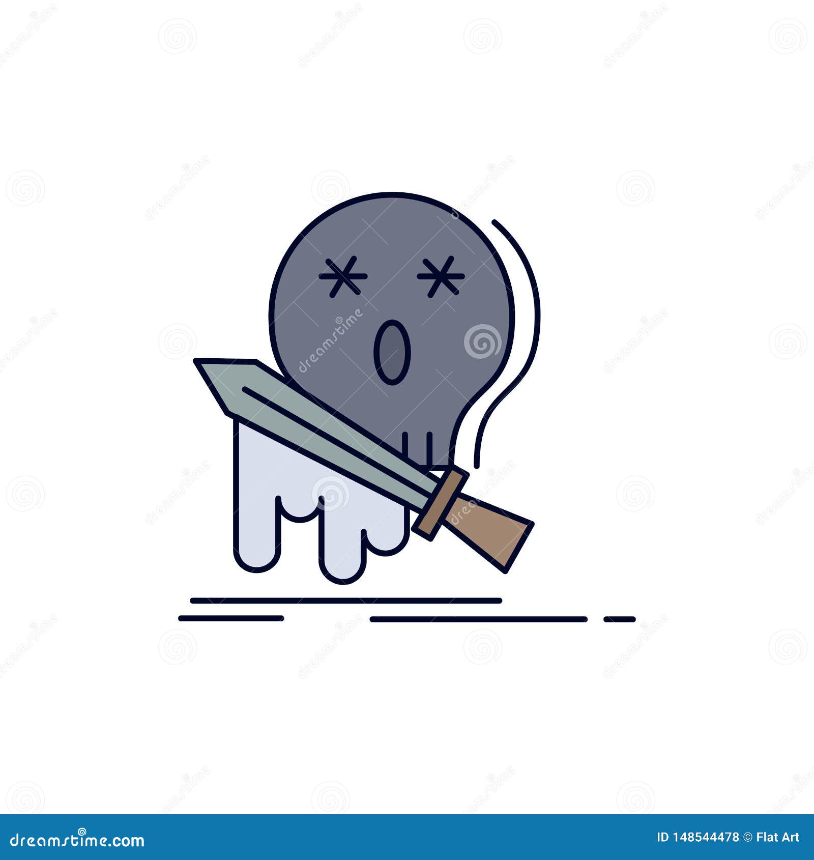 Death, Frag, Game, Kill, Sword Flat Color Icon Vector Stock Vector ...