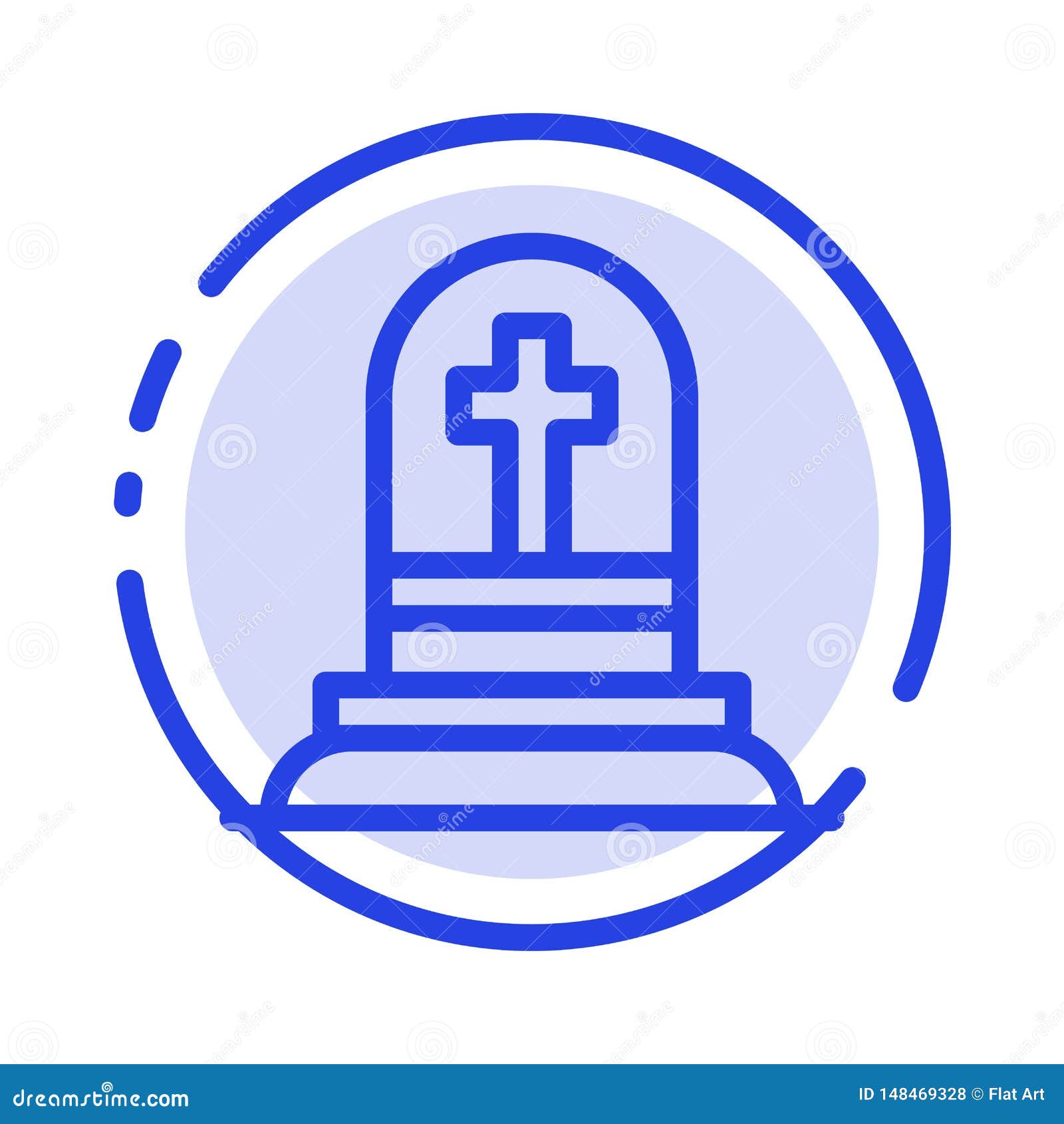 Death, Grave, Gravestone, Rip Blue Dotted Line Line Icon Stock Vector ...