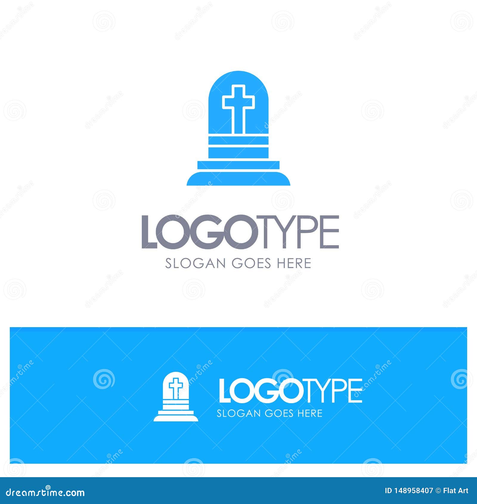 Death, Grave, Gravestone, Rip Blue Solid Logo with Place for Tagline ...