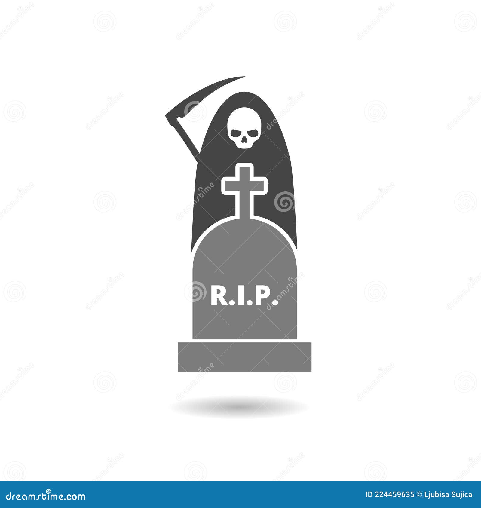 Death and Grave Icon with Shadow Stock Vector - Illustration of burial ...