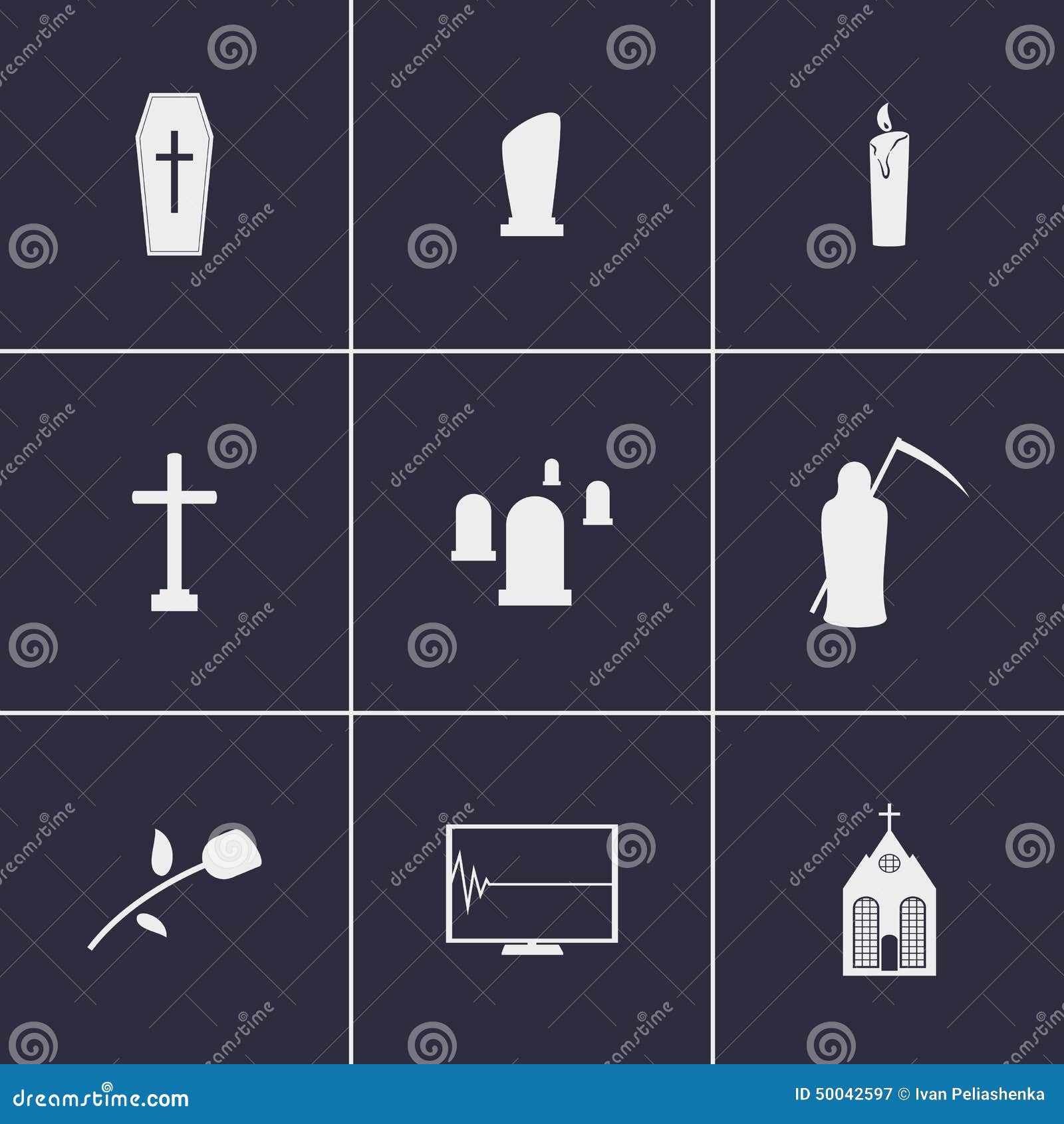 Death icons stock illustration. Illustration of memorial - 50042597