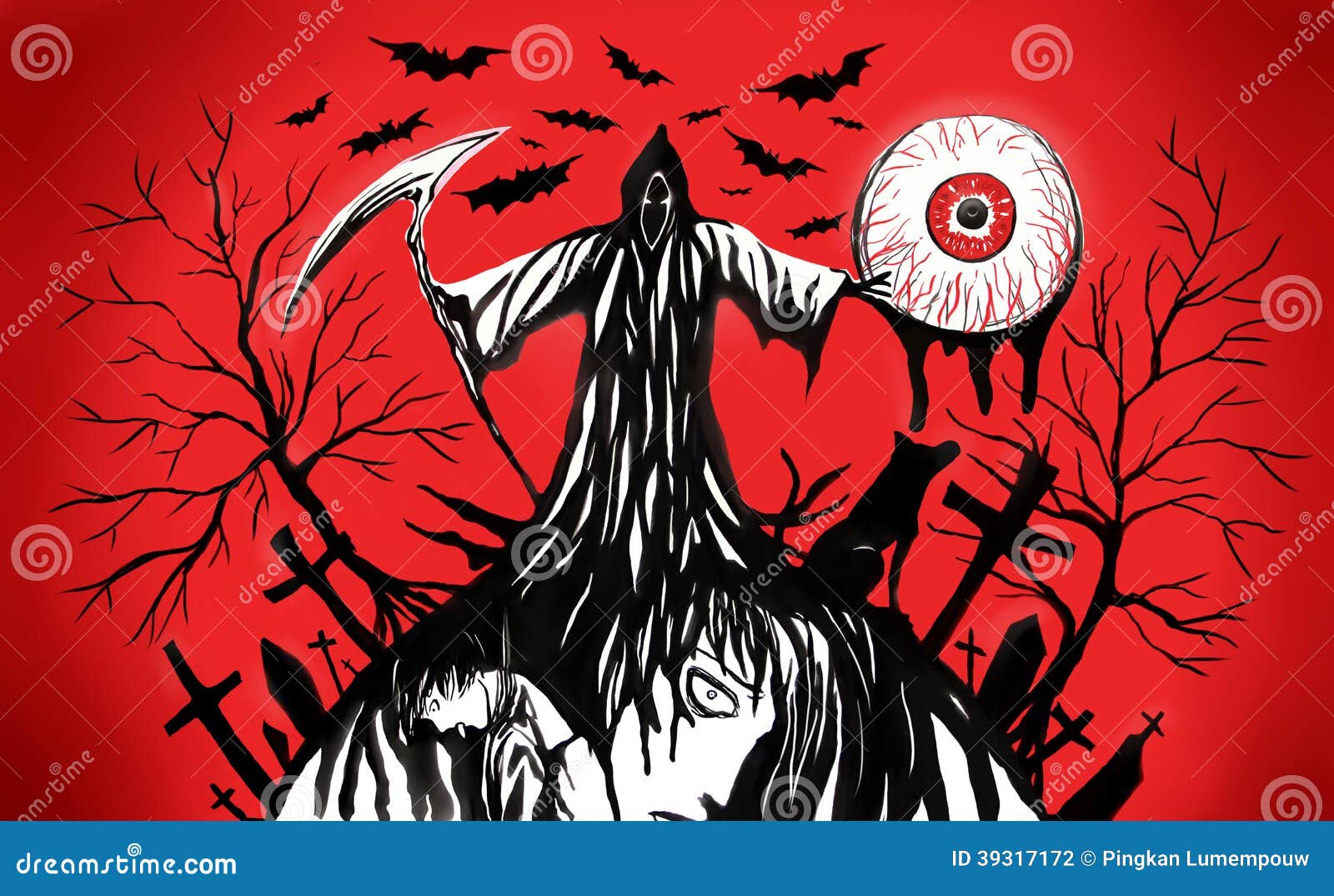 Death Illustration with Simple Color Stock Illustration - Illustration ...