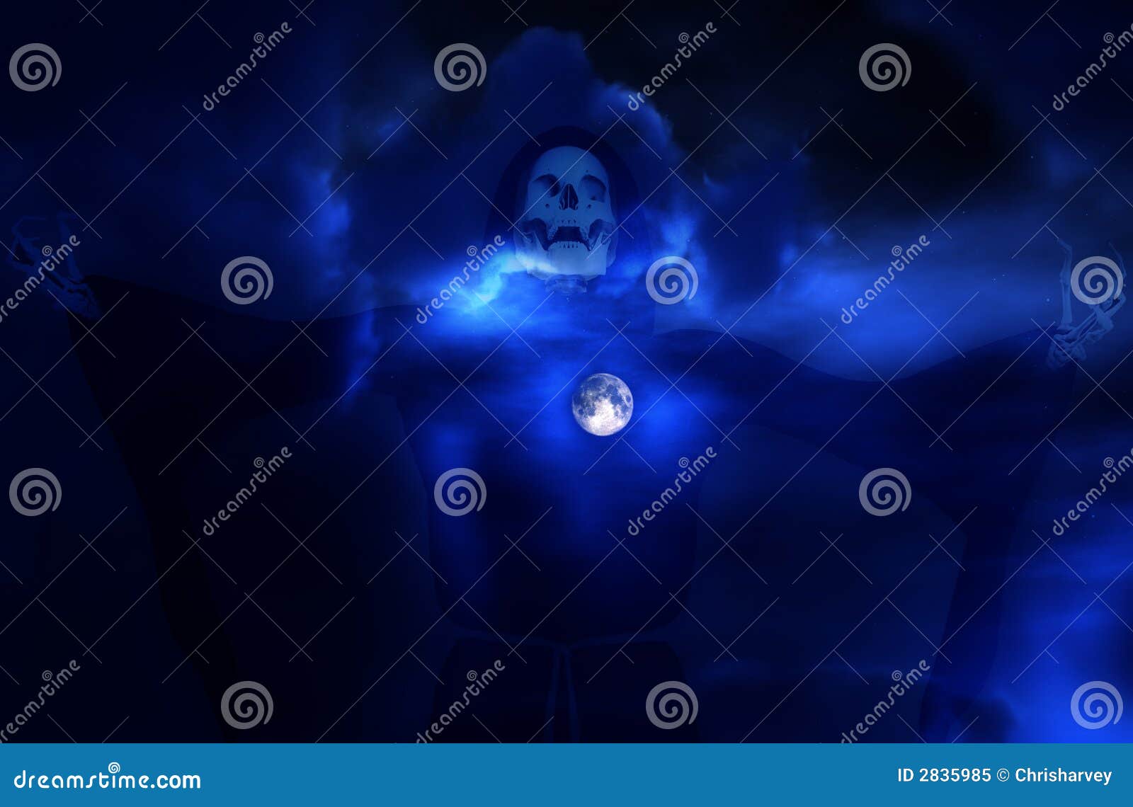 Death and Moon 5 stock illustration. Illustration of bones - 2835985