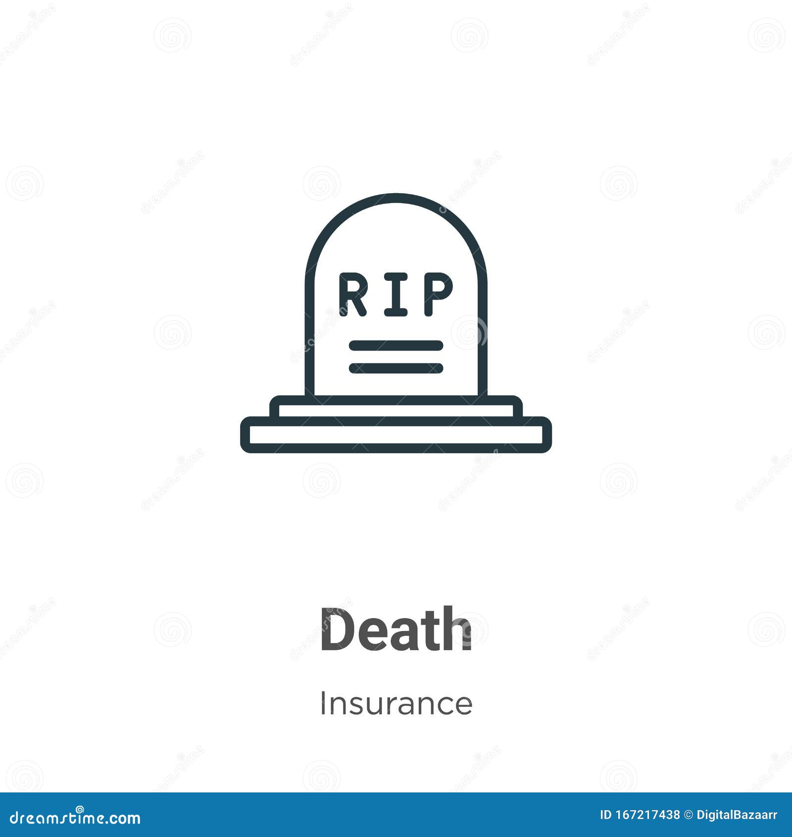 Death Outline Vector Icon. Thin Line Black Death Icon, Flat Vector ...