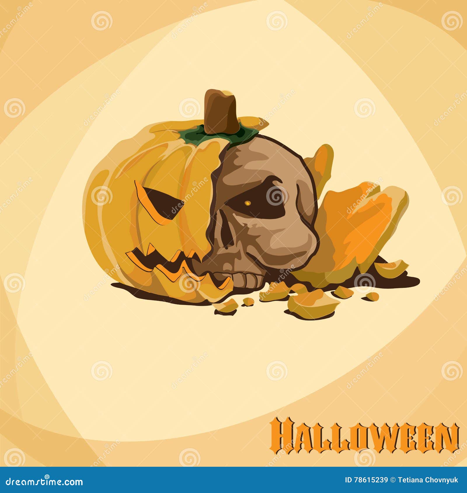 Death in a pumpkin stock vector. Illustration of concepts - 78615239