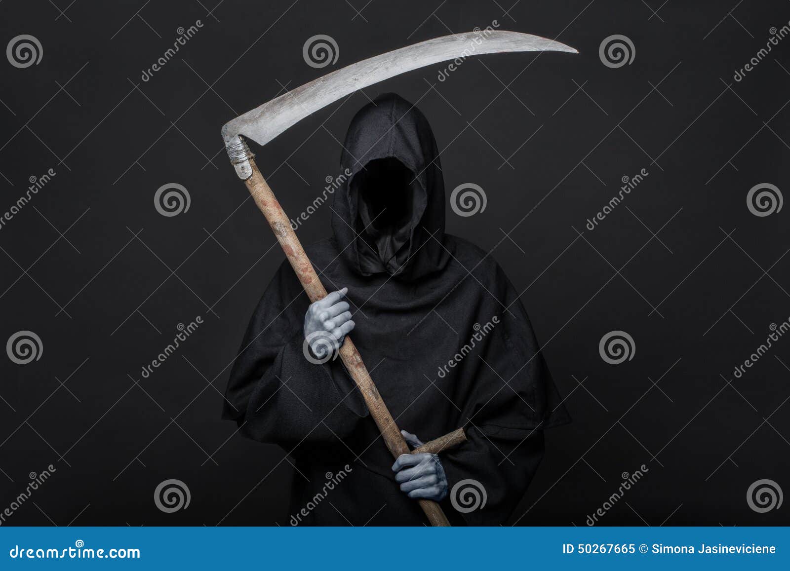 Death Reaper Over Black Background. Halloween Stock Image - Image of ...