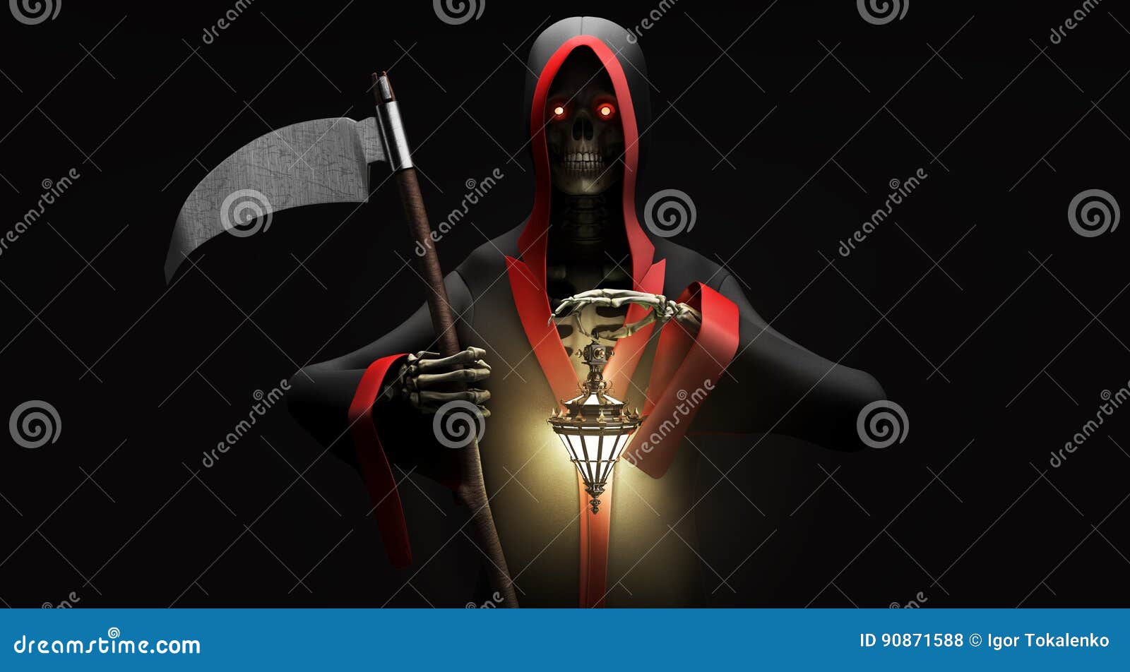 Death with a Scythe 3d Render Background Stock Illustration ...