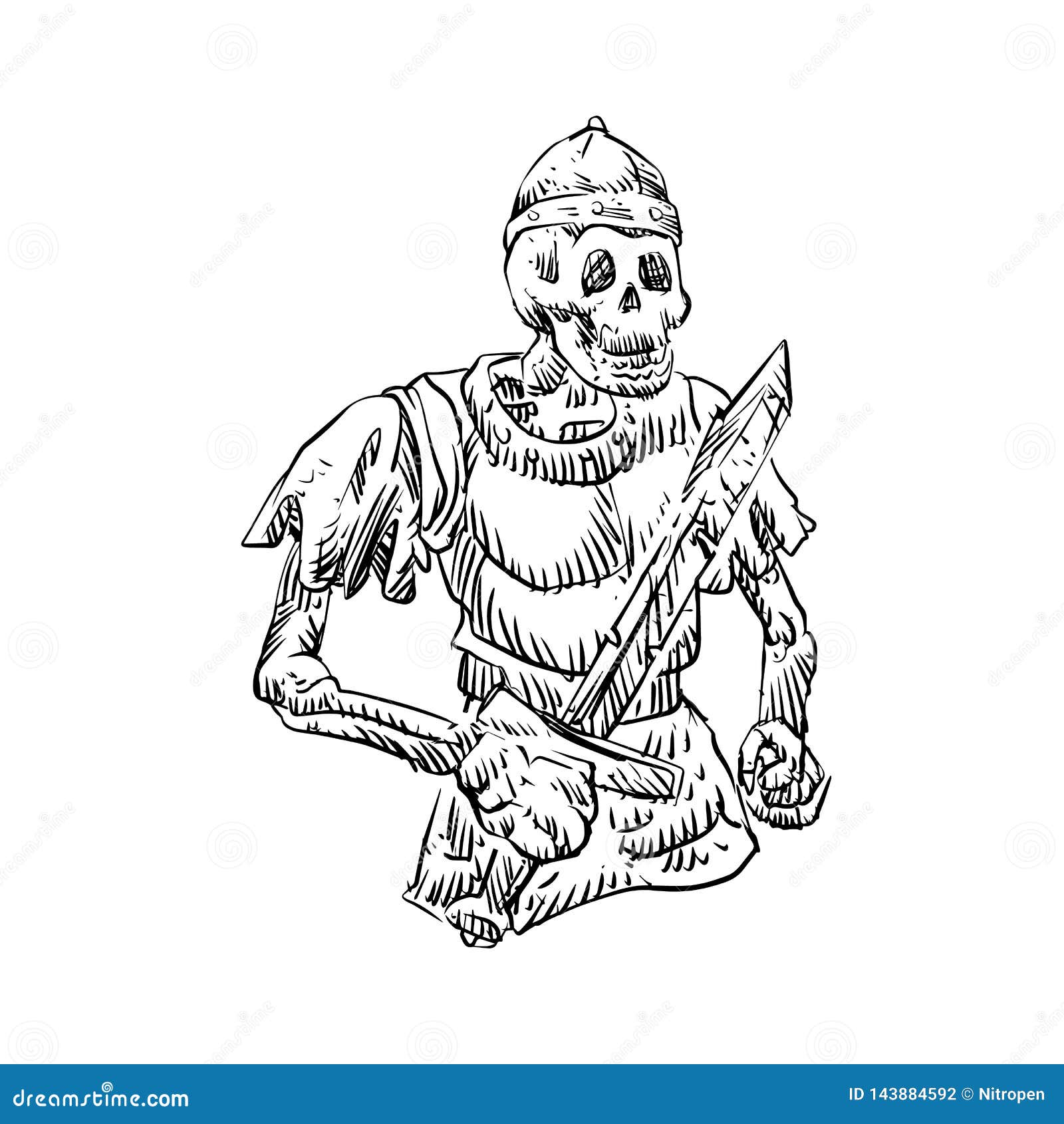 Death Skeleton Warrior Holding Sword Stock Vector - Illustration of ...
