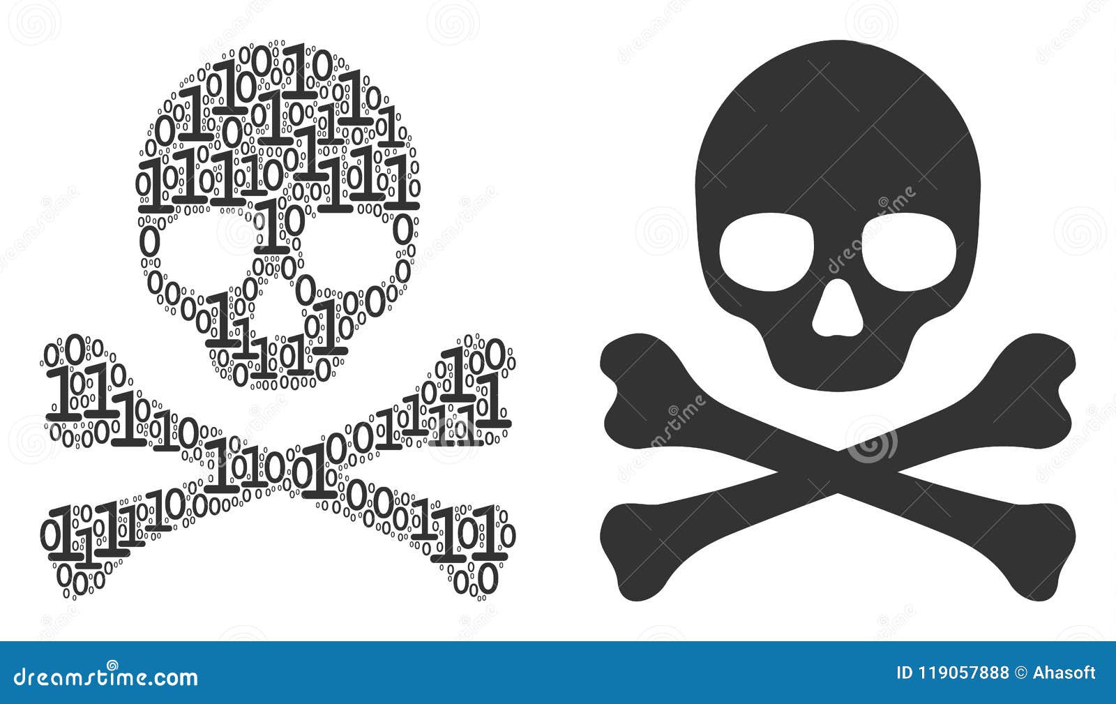 Death Skull Composition of Binary Digits Stock Vector - Illustration of ...