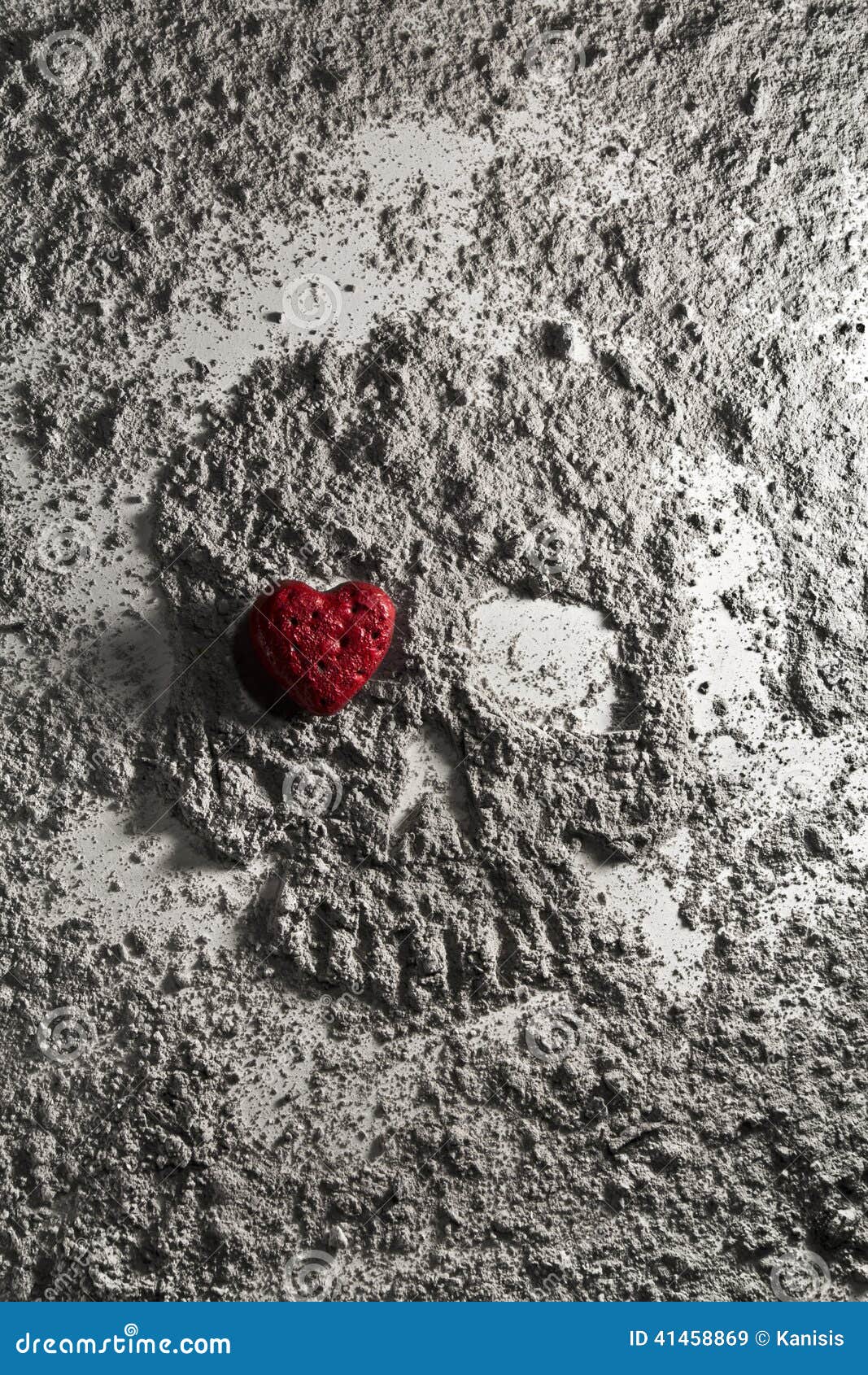 Death Skull Made of Ash with Heart on One Eye Stock Image - Image of ...