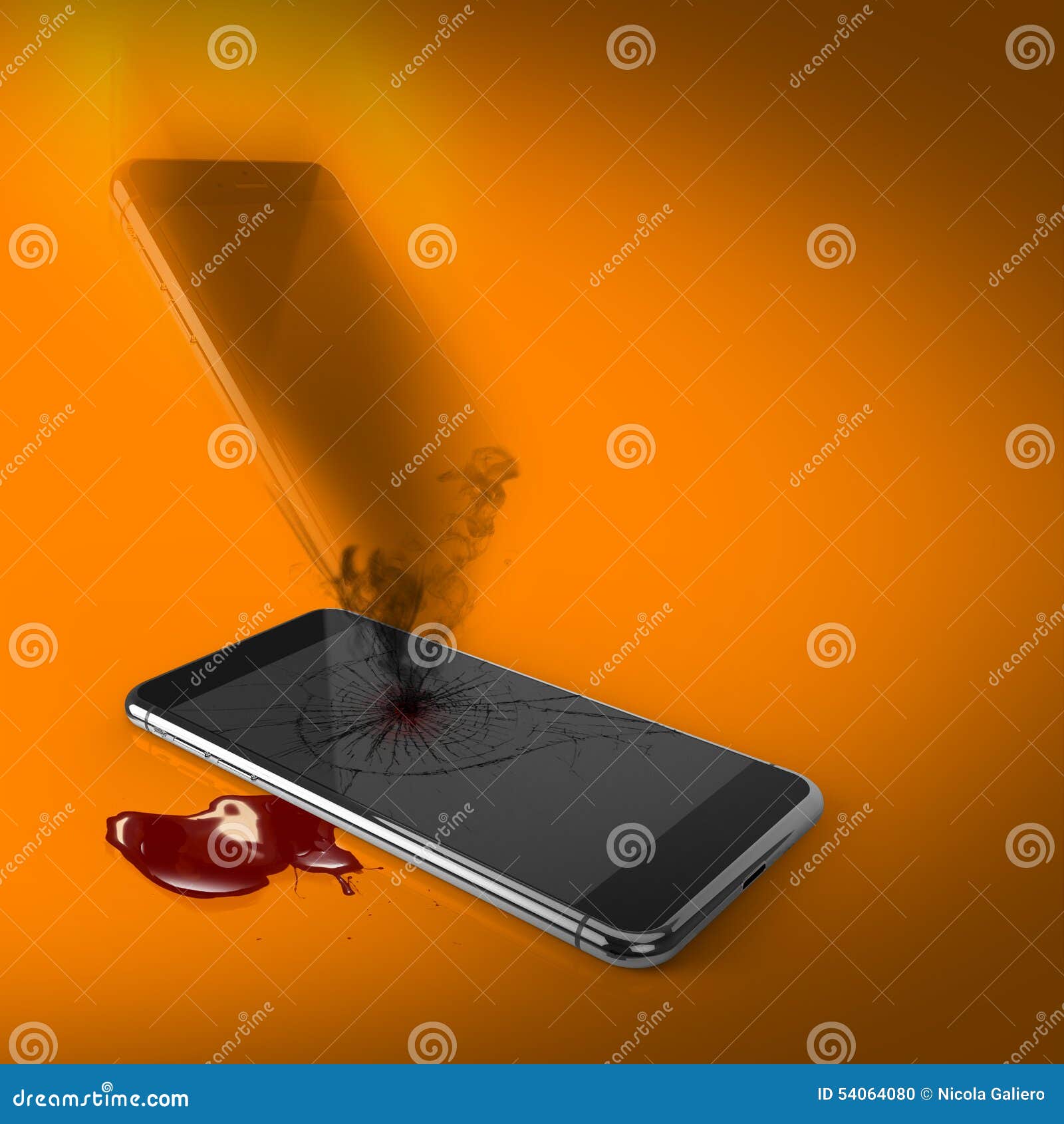Death of Technology: Dead Broken Smartphone with Soul Passing Stock ...