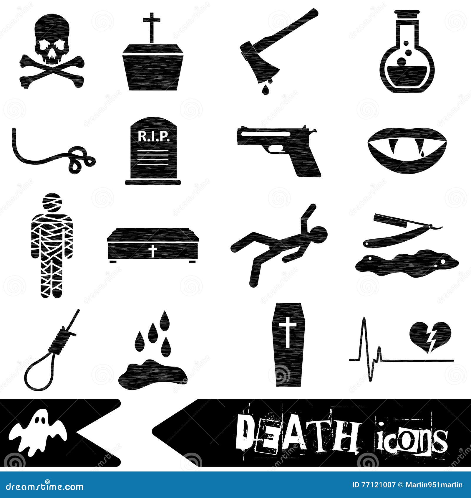 Death Theme Set of Vector Black Simple Icons Eps10 Stock Vector ...