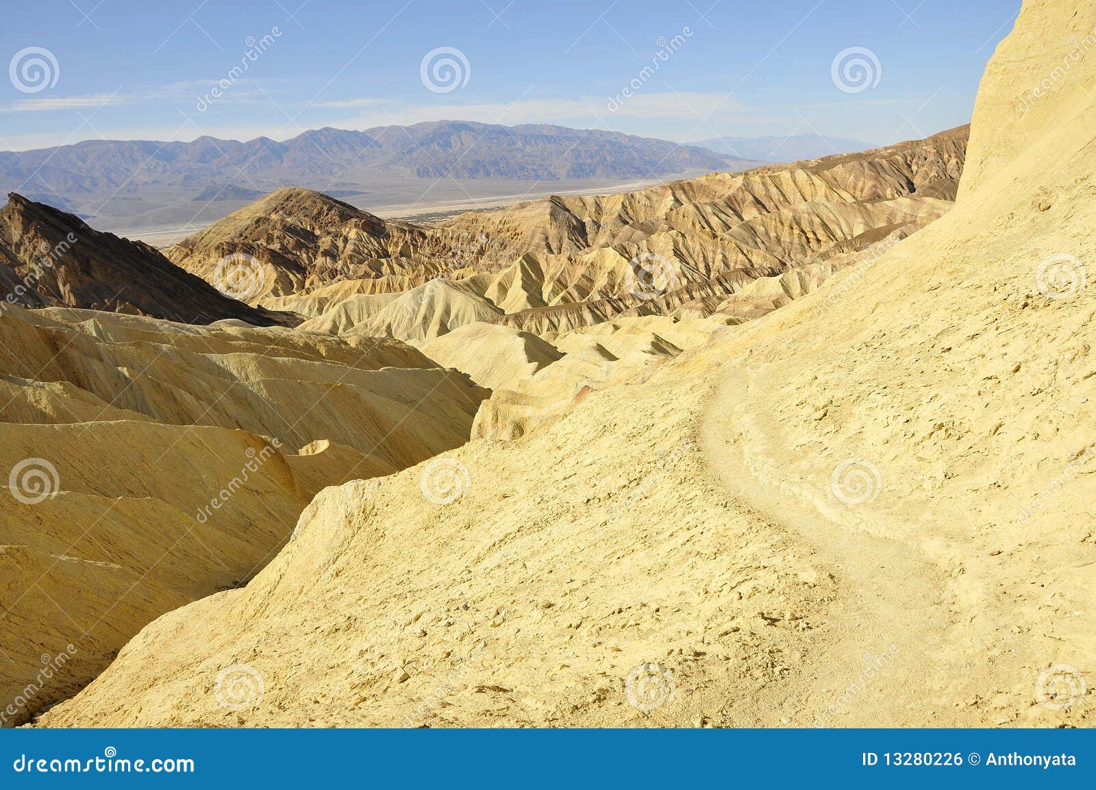 Death Valley Desert Hiking Path Stock Photo - Image of horizon, geology ...