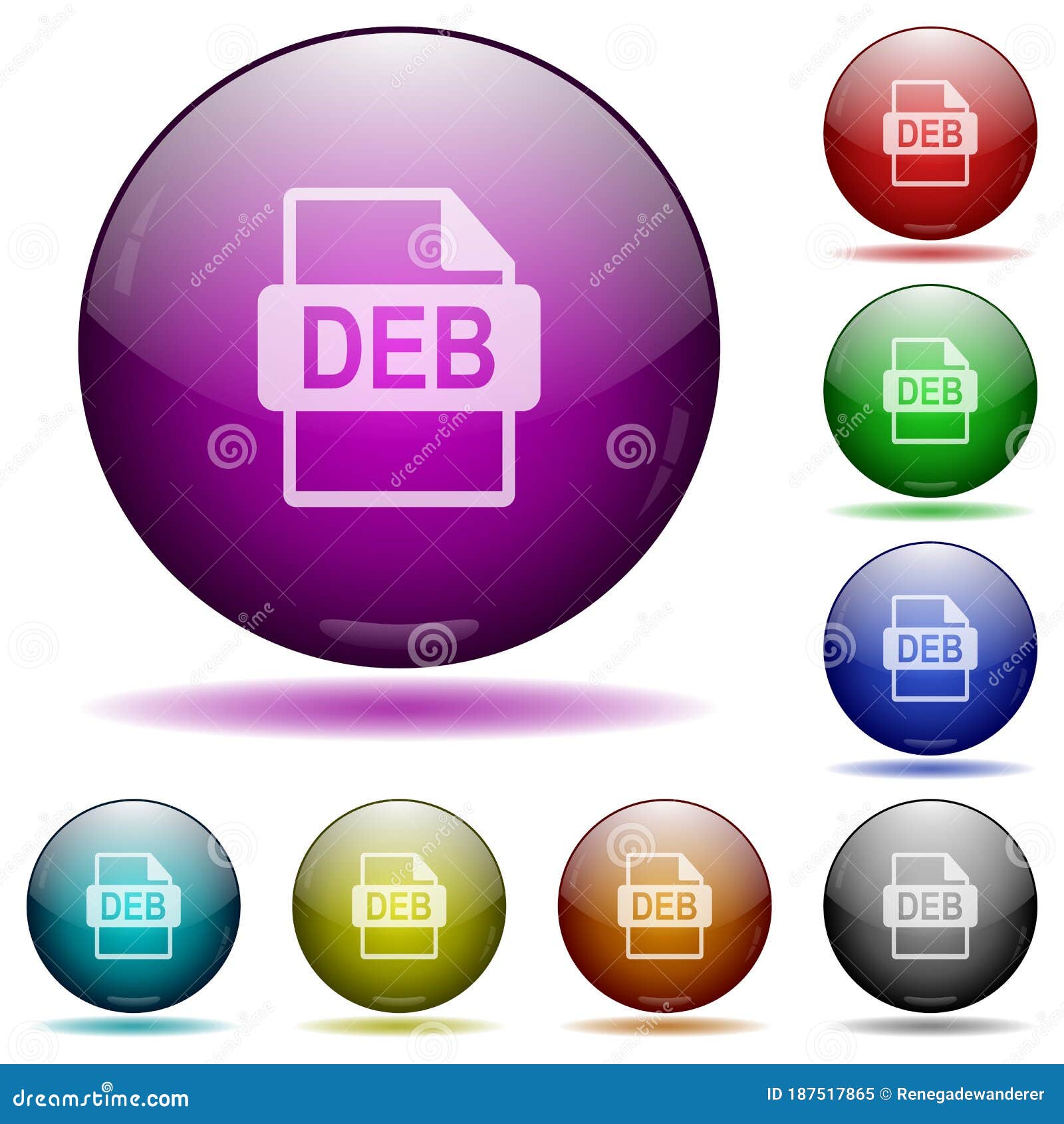 DEB File Format Glass Sphere Buttons Stock Illustration - Illustration ...