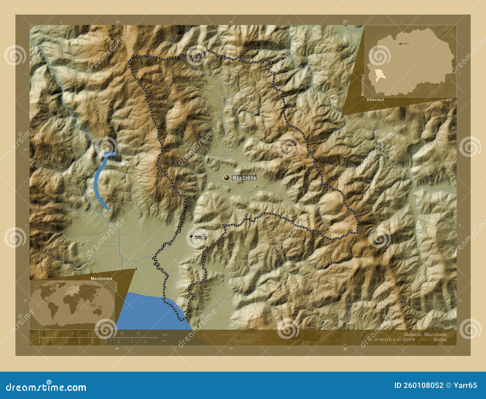 Debarca, Macedonia. Physical. Labelled Points of Cities Stock ...