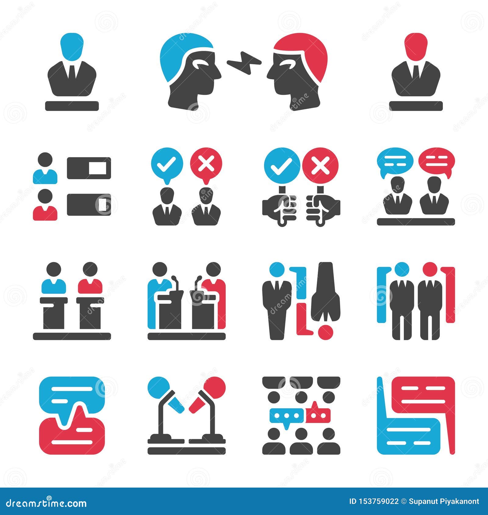 Debate icon set stock vector. Illustration of argue - 153759022