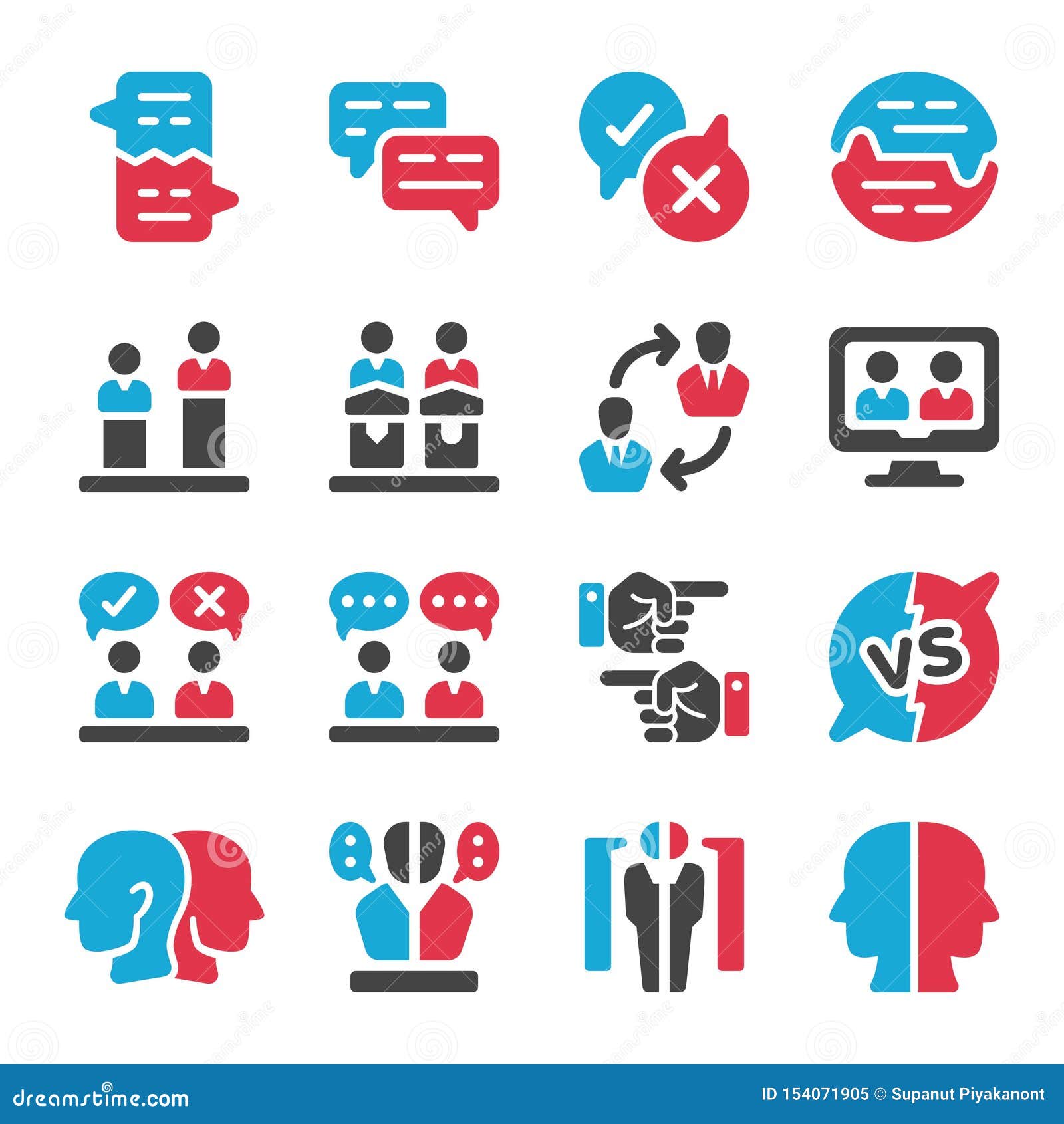 Debate icon set stock vector. Illustration of argue - 154071905