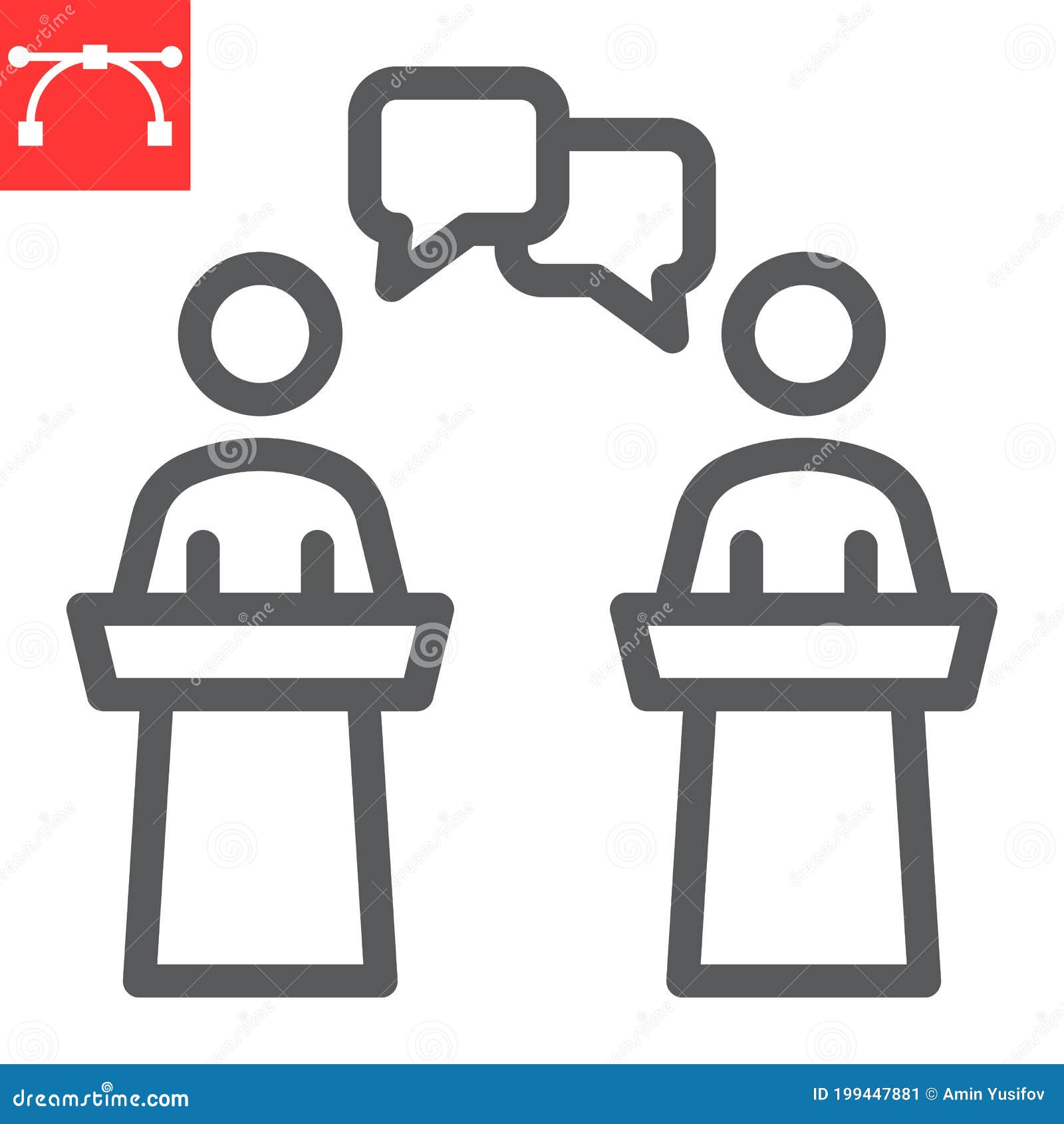 Debate Line Icon, Election and Discussion, Political Debate Sign Vector ...