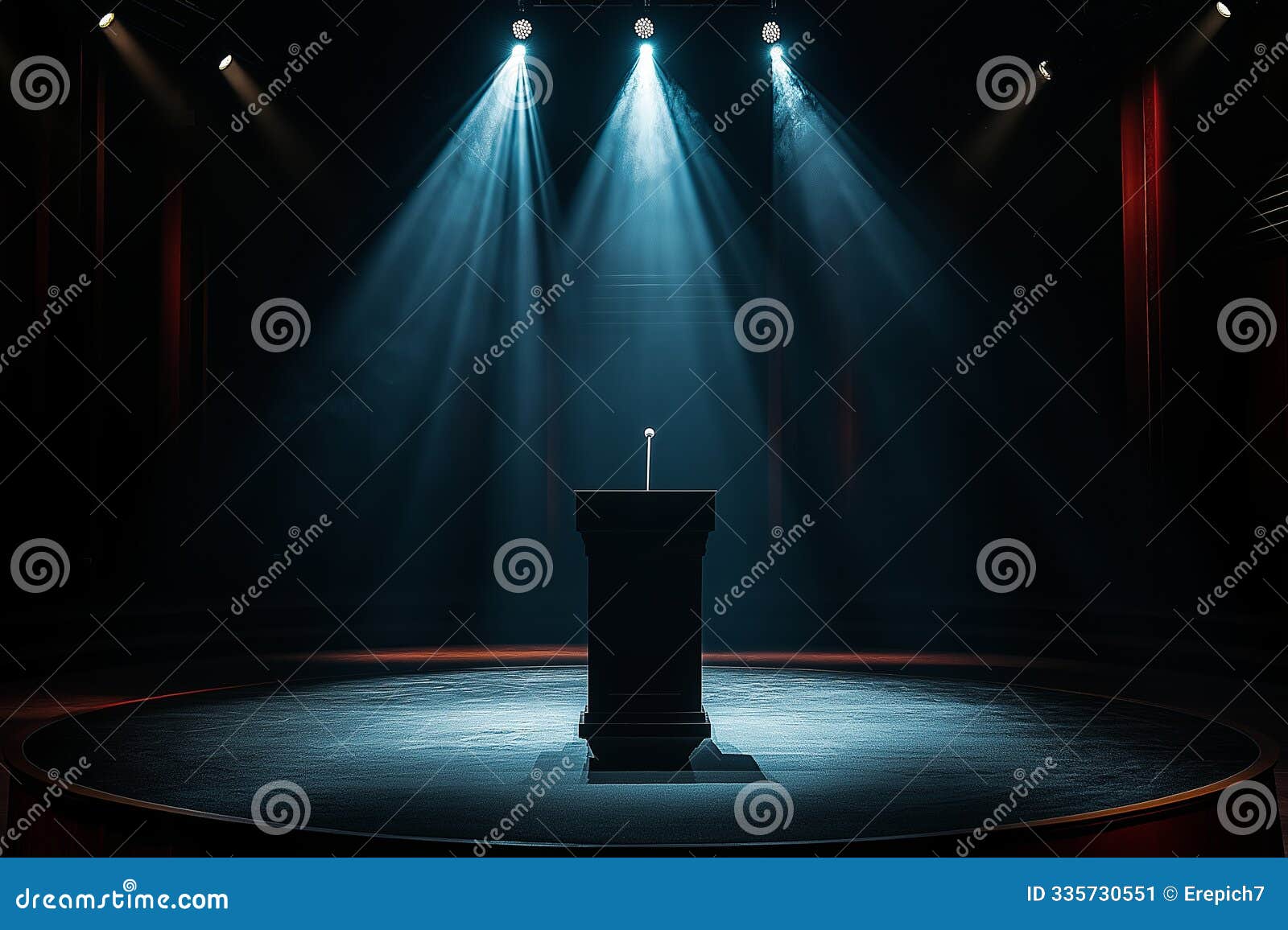 Empty Debate Stage Featuring a Podium Under Spotlights Stock Image ...