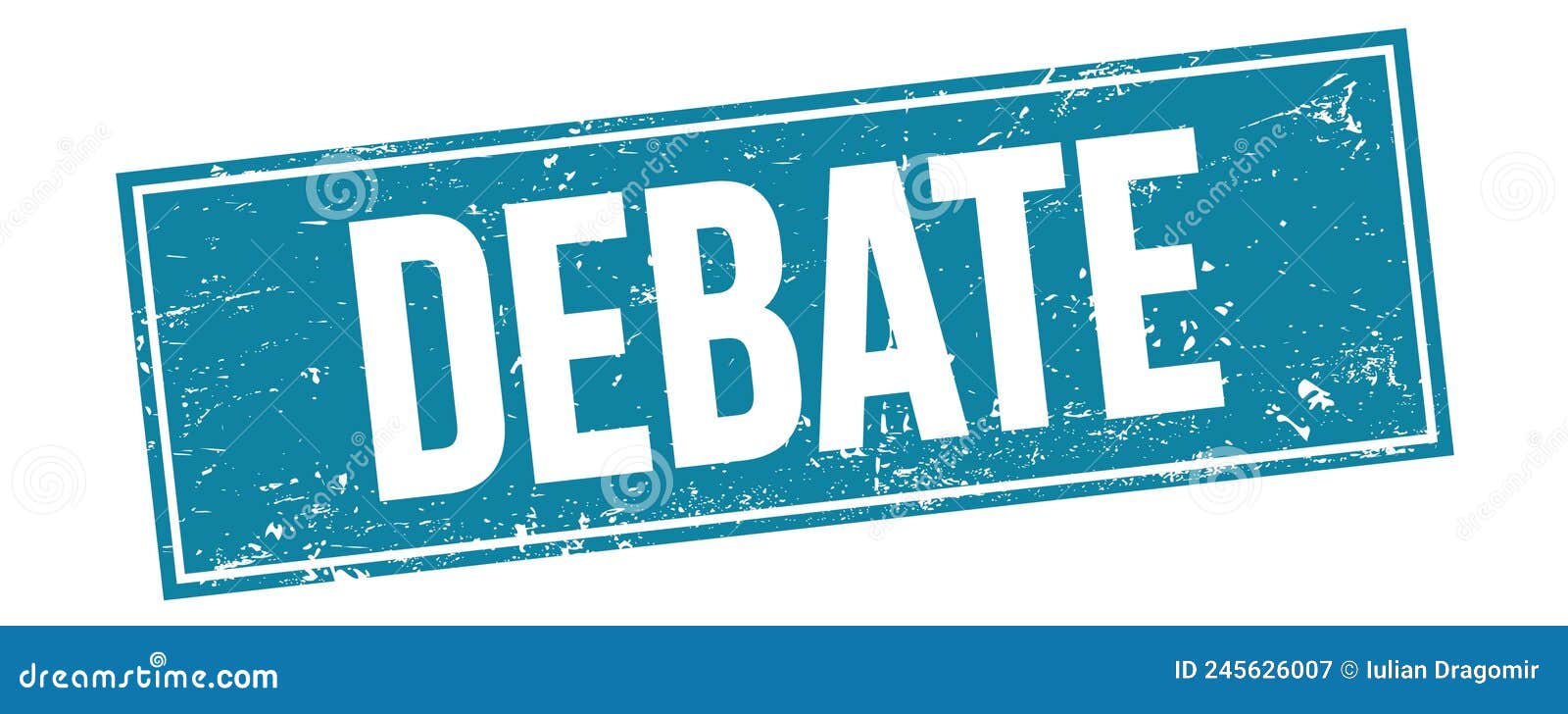 DEBATE Text on Blue Grungy Rectangle Stamp Stock Illustration ...