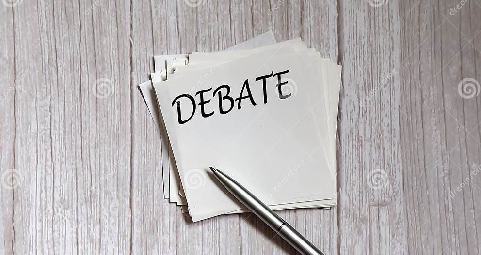 Debate Text on a White Stickers. Chart or Mechanism Concept Stock Photo ...