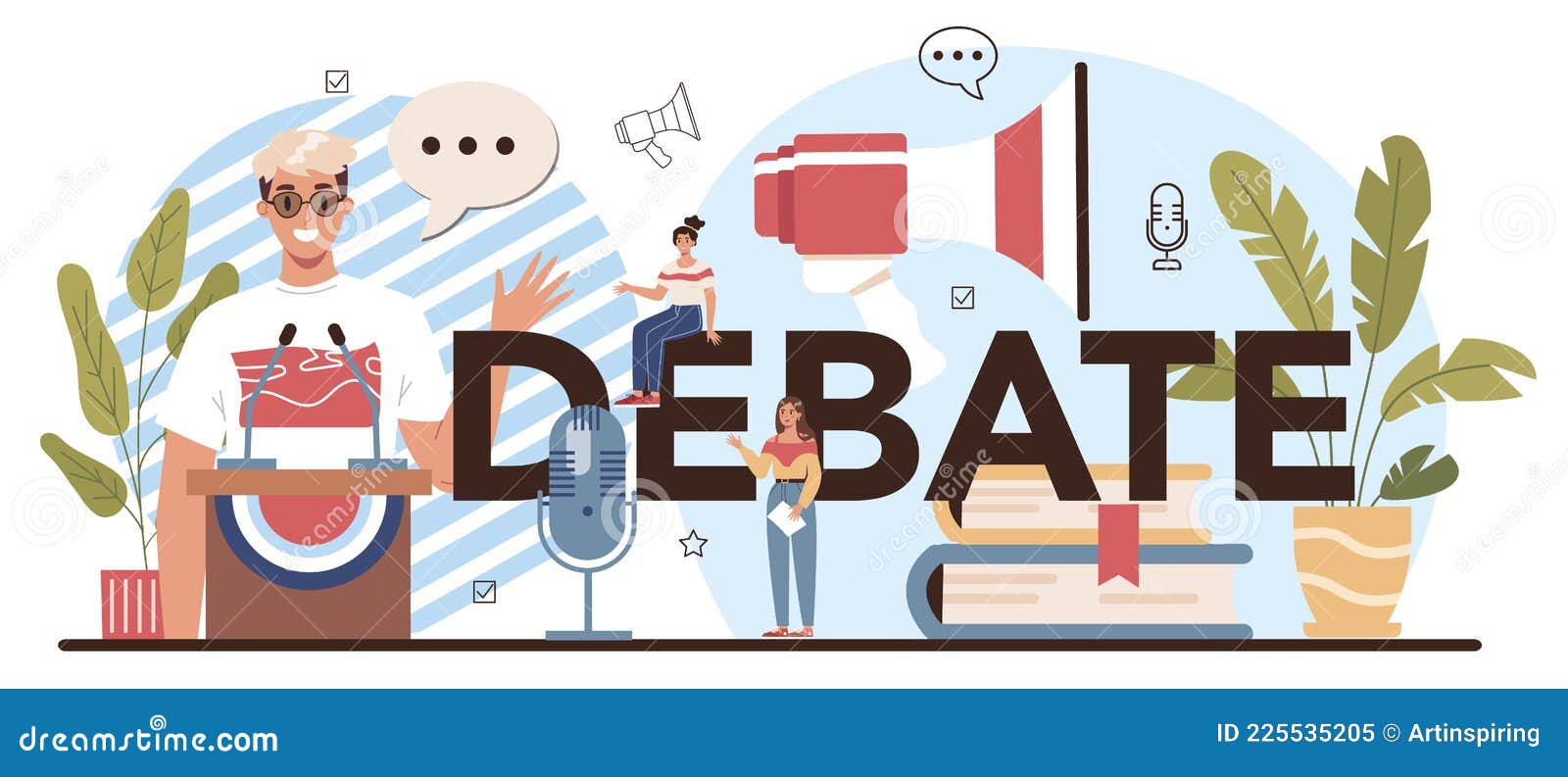 Debate Typographic Header. Rhetoric School Class Stock Illustration ...