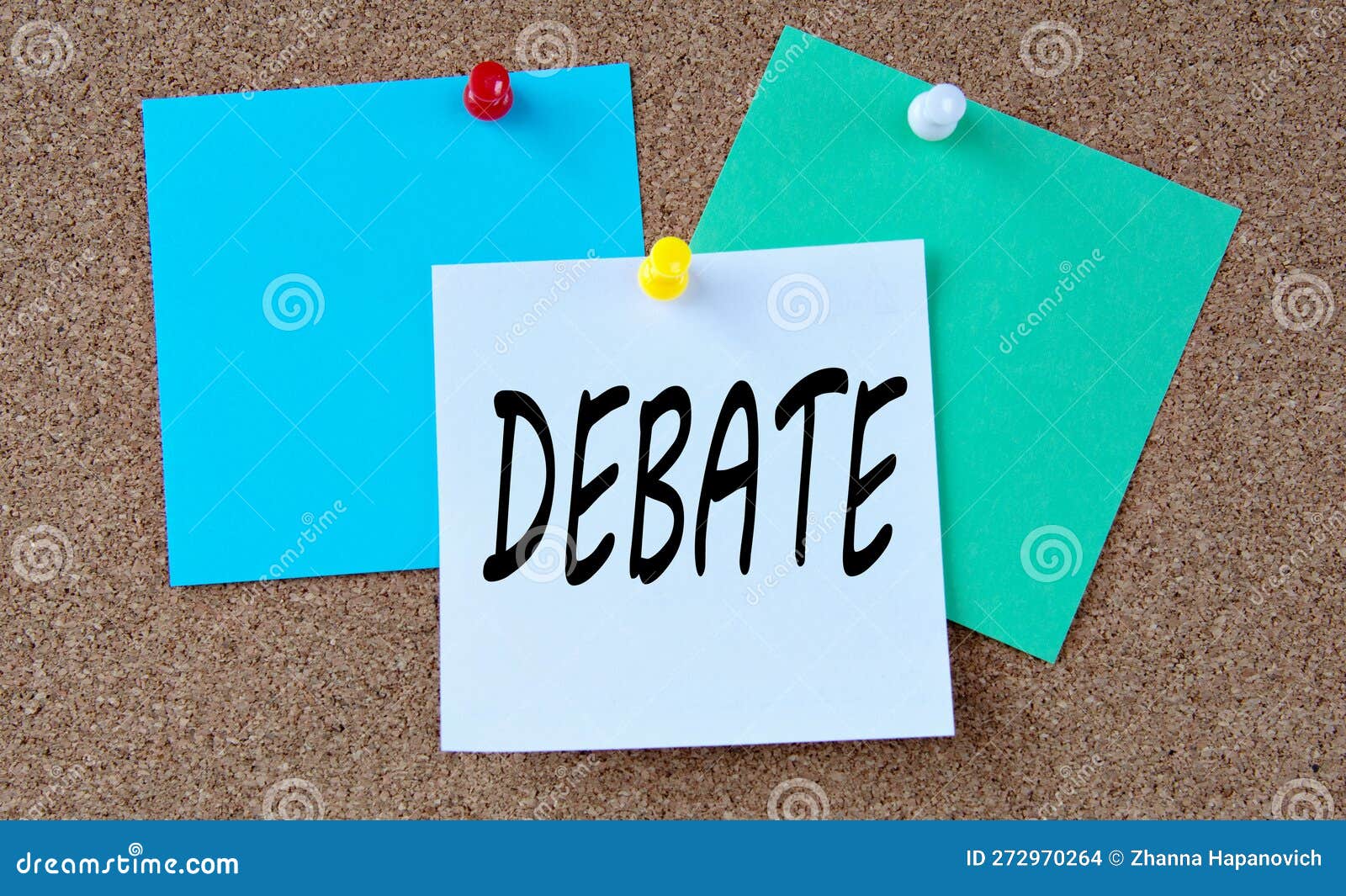 DEBATE - Word on Colorful Pieces of Paper Attached To the Note Board ...