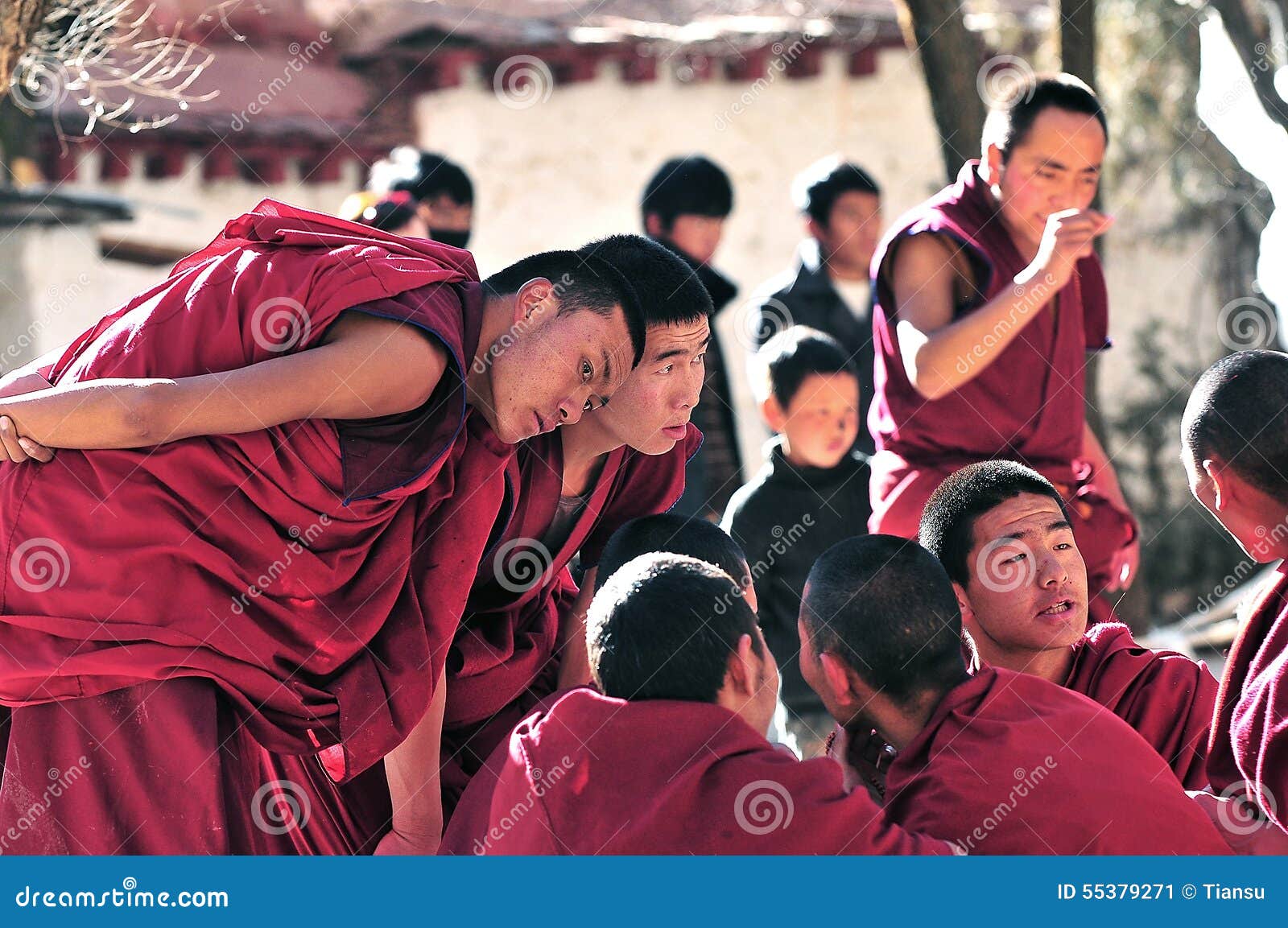 Debating monks in Tibet editorial photo. Image of arguer - 55379271