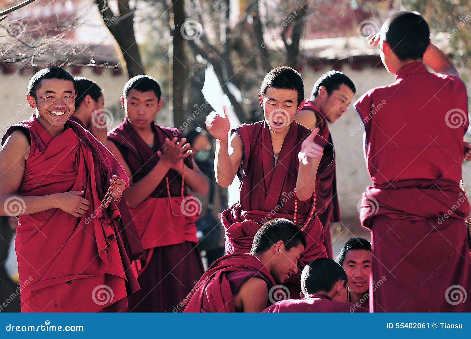 Debating monks in Tibet editorial photo. Image of lhasa - 55402061