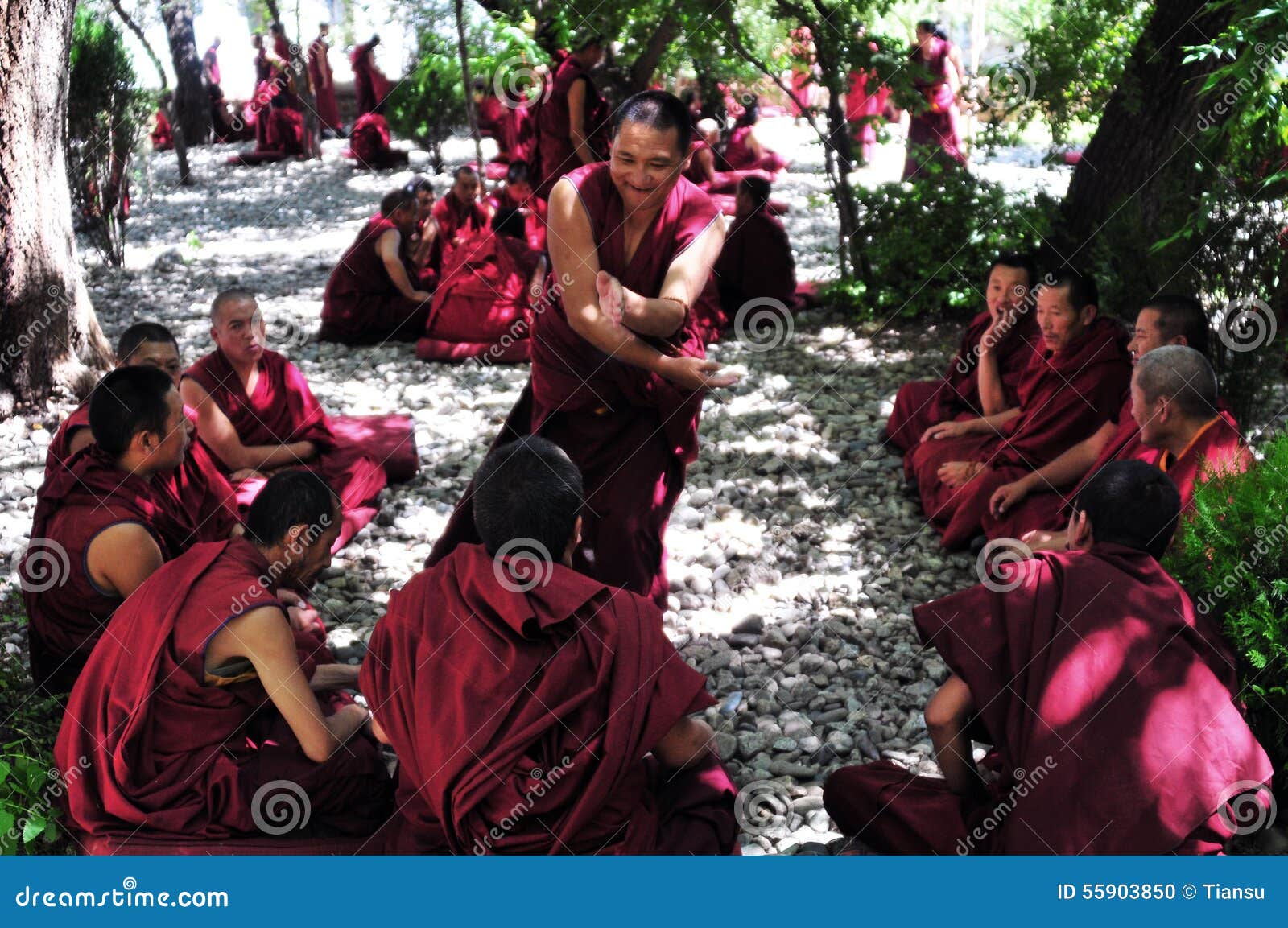 Debating monks in Tibet editorial image. Image of monk - 55903850