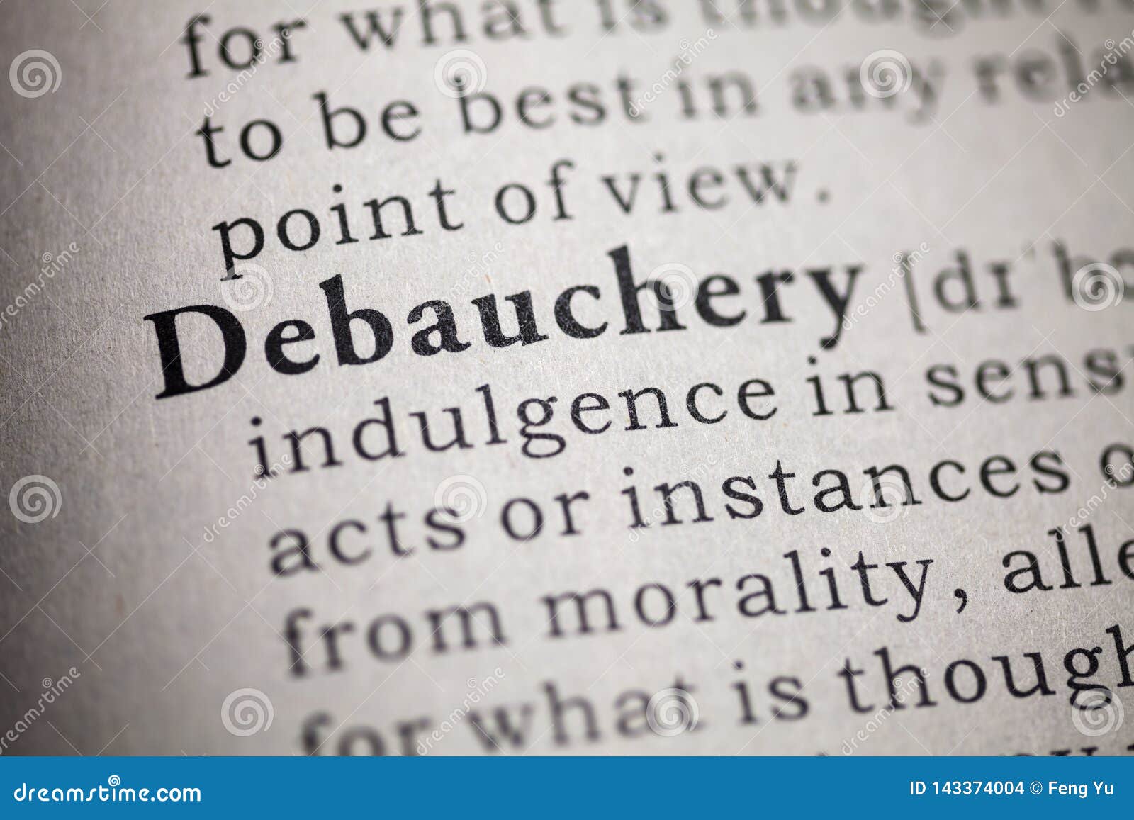 Definition of the Word Debauchery Stock Photo - Image of definition ...